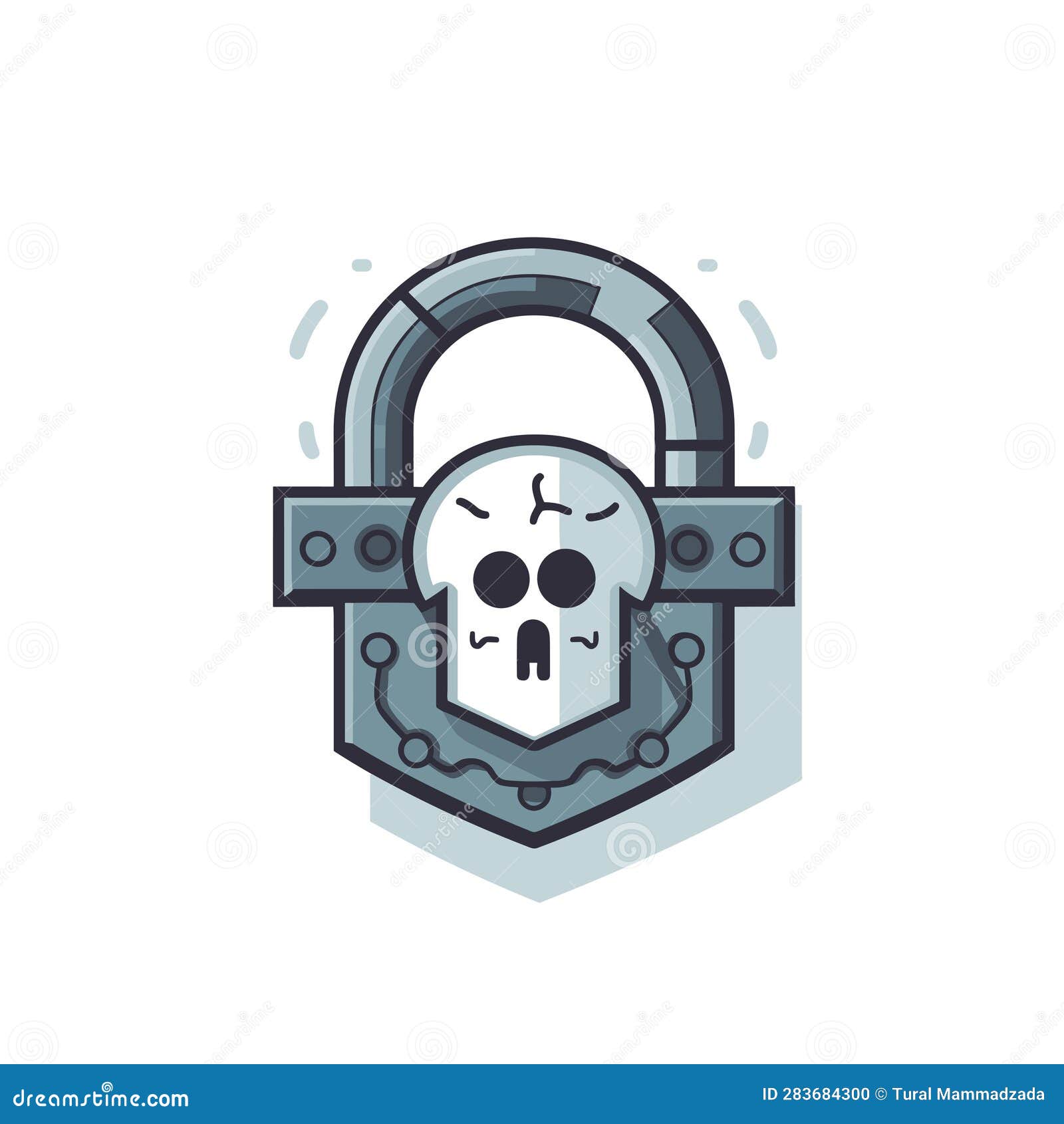 Vector of a Skull Inside a Locked Icon Stock Vector - Illustration of ...