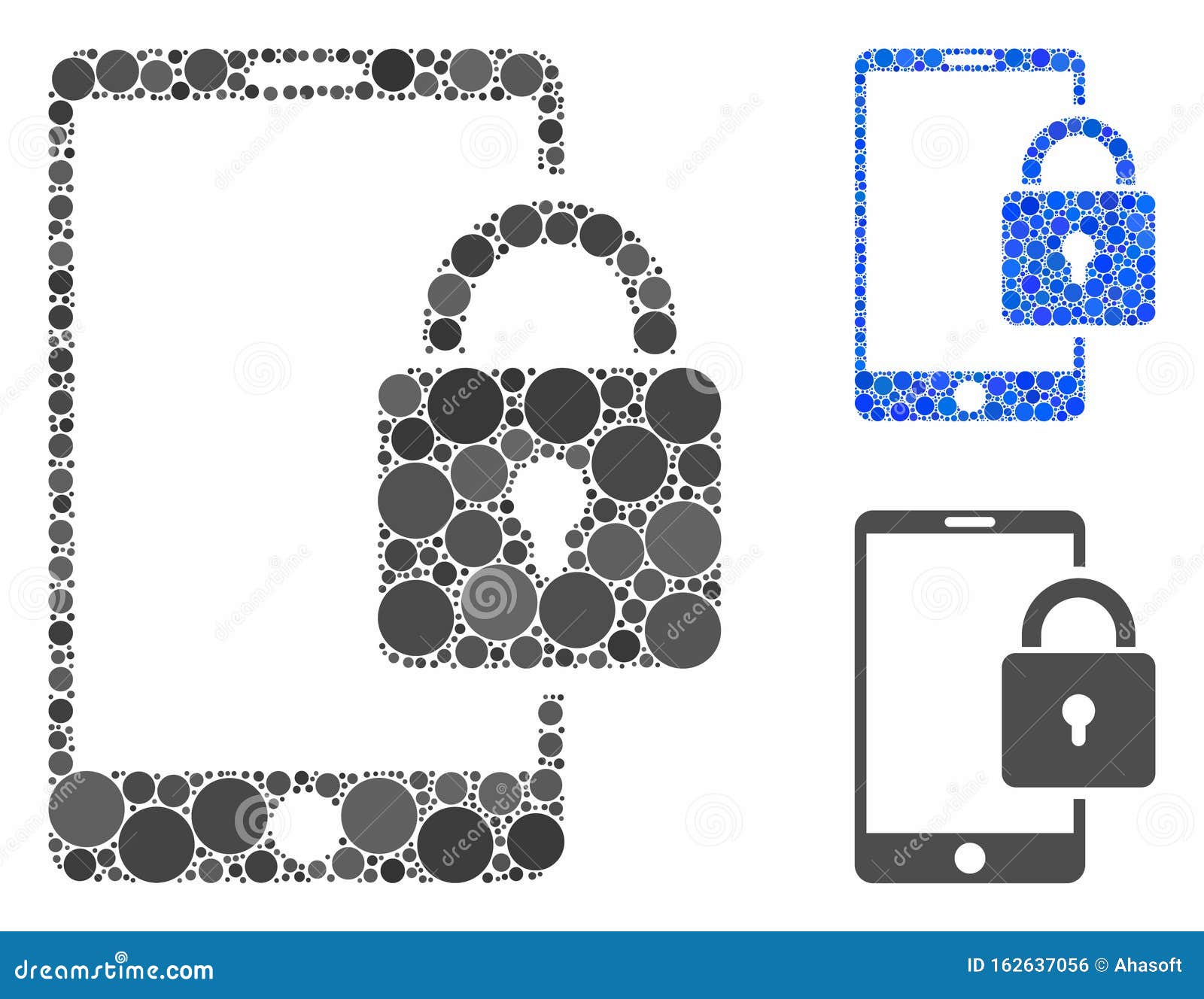 Lock Smartphone Composition Icon of Round Dots Stock Illustration ...