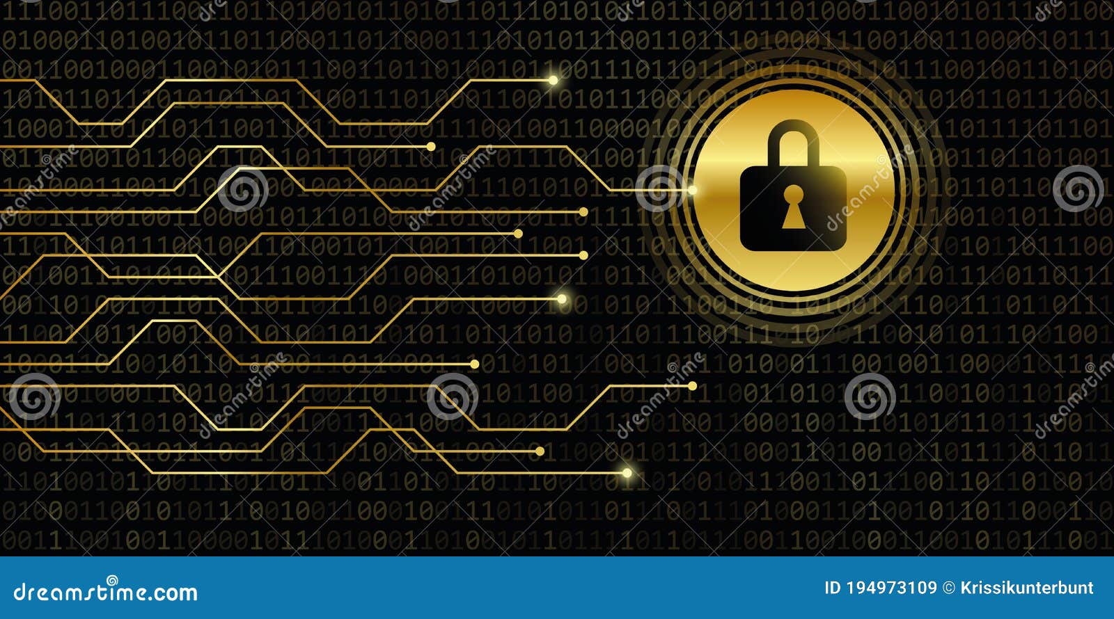 Lock Symbol On Binary Code Background Digital Data Stock Vector Illustration Of Padlock