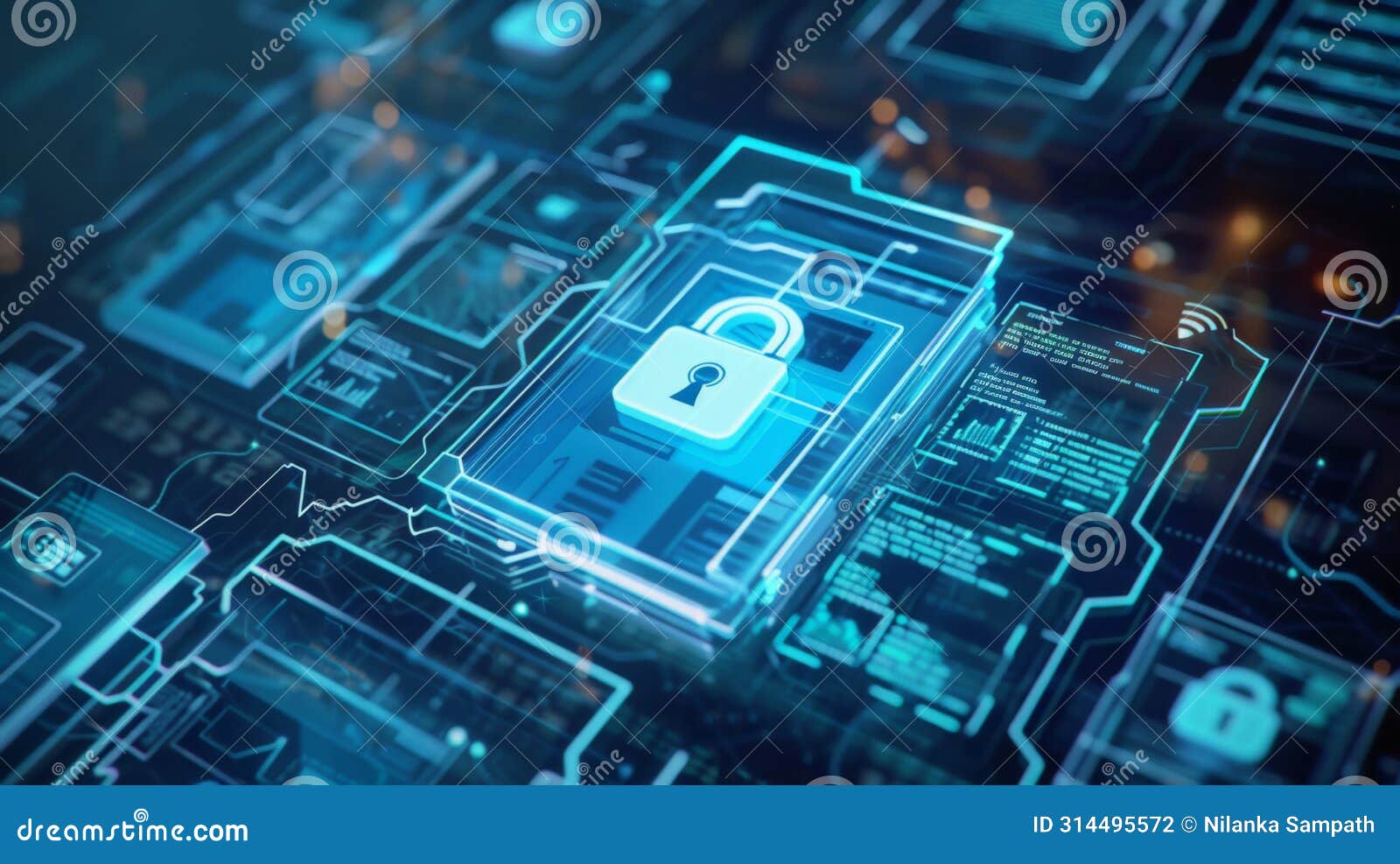 Lock Symbol, Futuristic Folder System Smart Lock. Generative Ai Stock ...