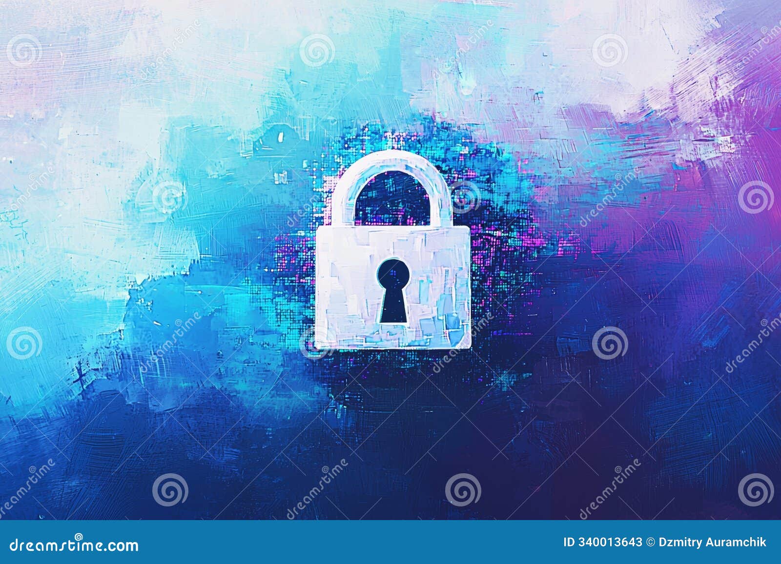The Lock Symbol is Overlaid with Blue and Pink Code on a White ...
