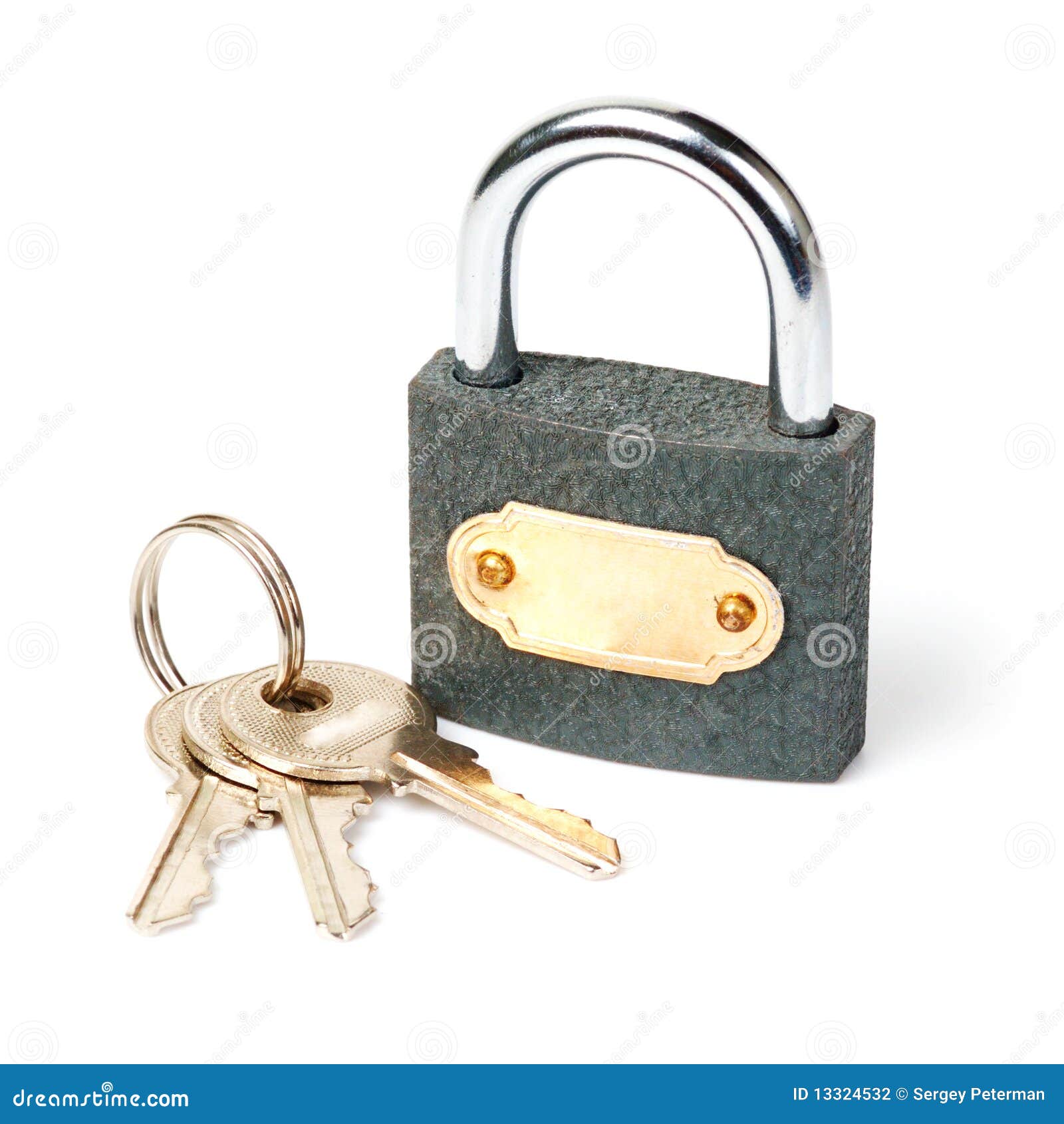 Lock with three keys stock photo. Image of padlock, closeup - 13324532