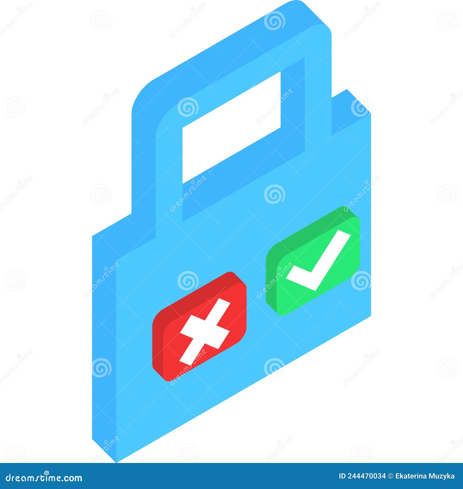 Lock with Tick and Cross Vector Icon Stock Vector - Illustration of ...