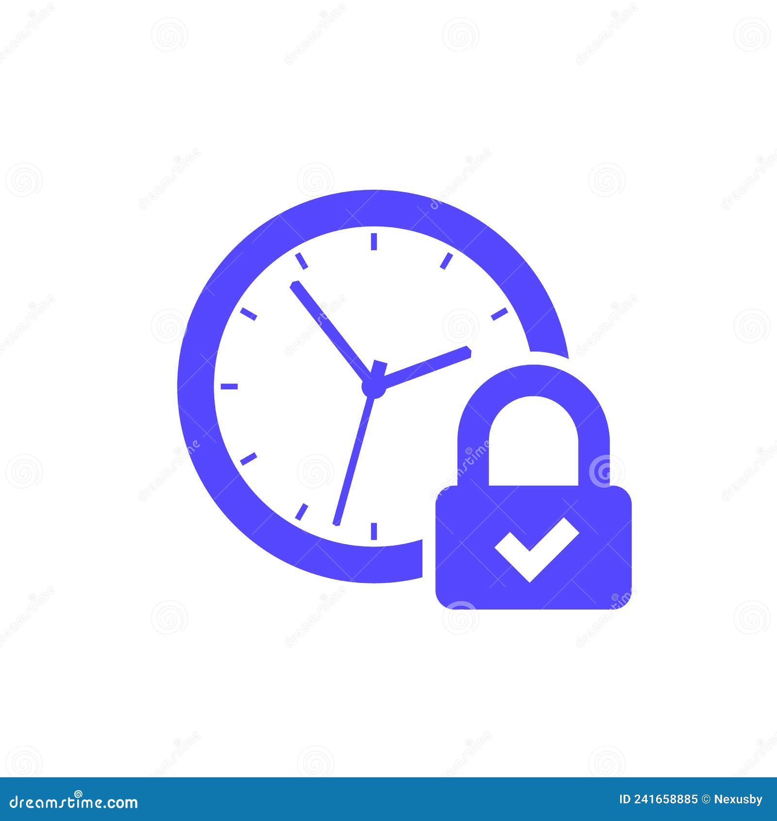 Lock and Time Icon with a Clock Stock Vector - Illustration of time ...