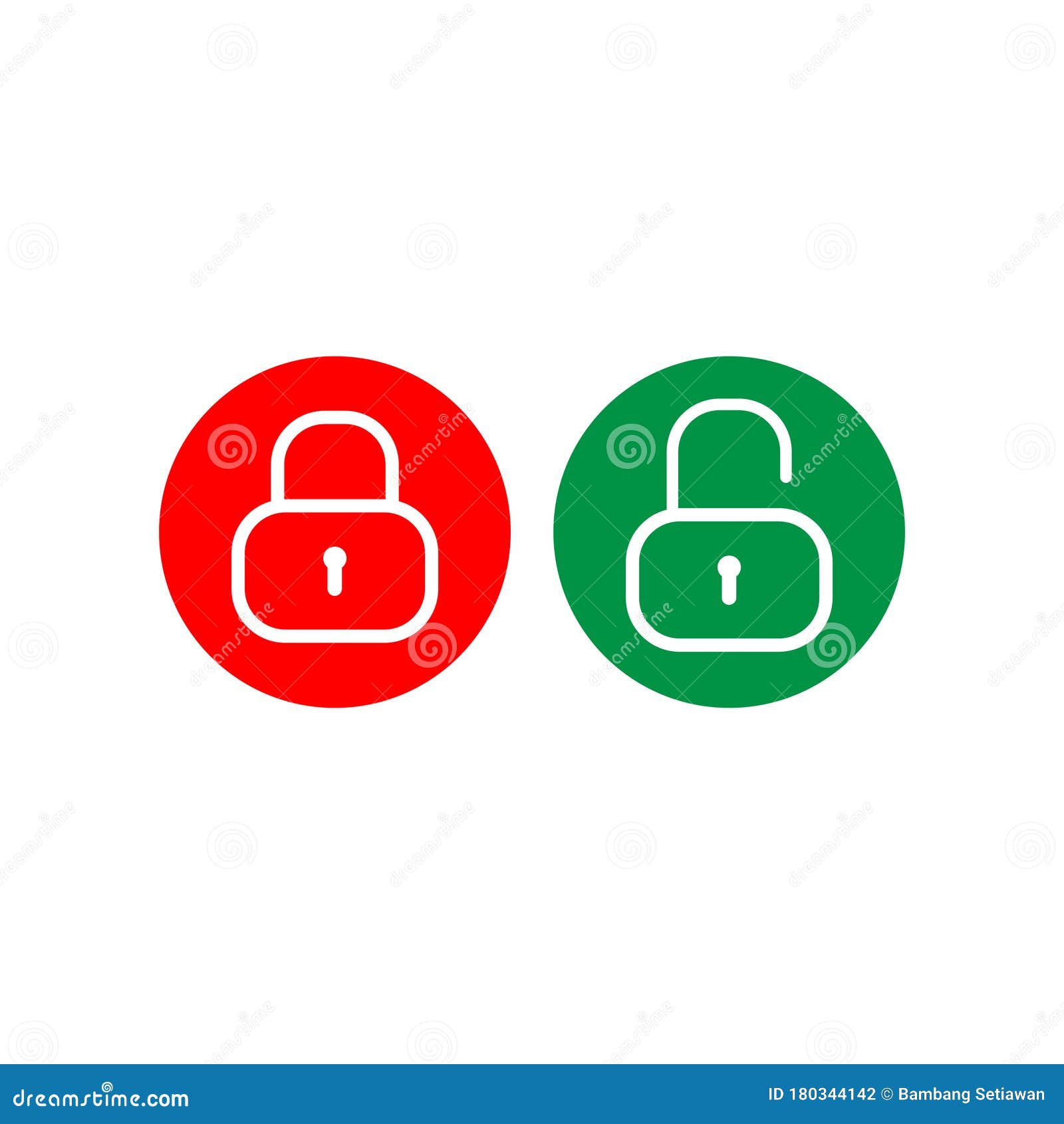 Lock and Unlock Button Design Template. Padlock Outline Icon Vector ...