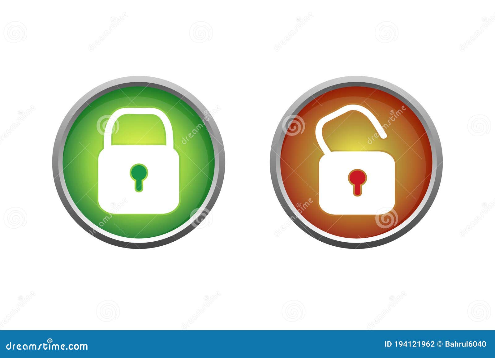 Lock and Unlock Button Double Stock Photo - Illustration of design ...
