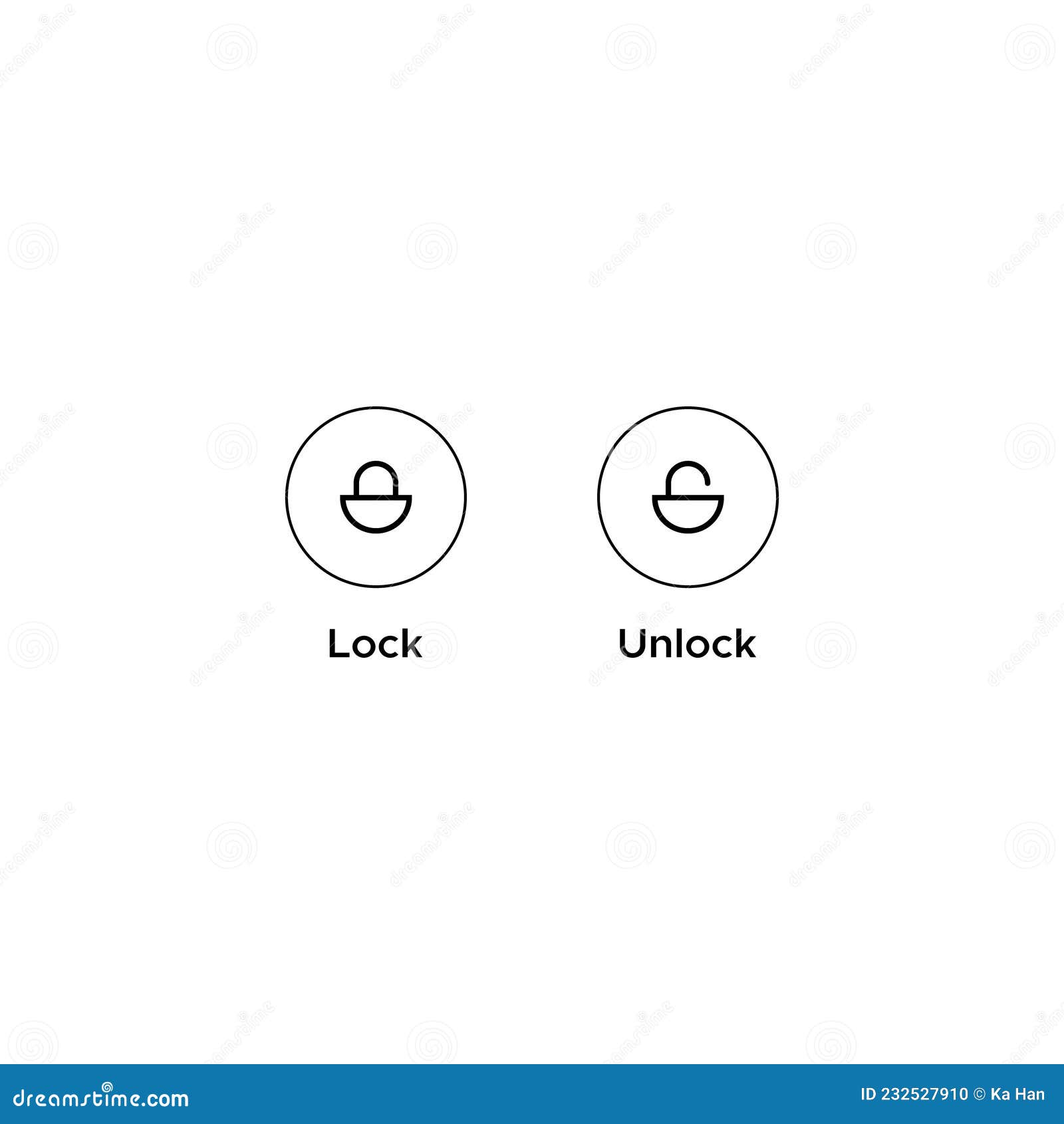Lock and Unlock Button Icon Vector in Line Style Stock Vector ...