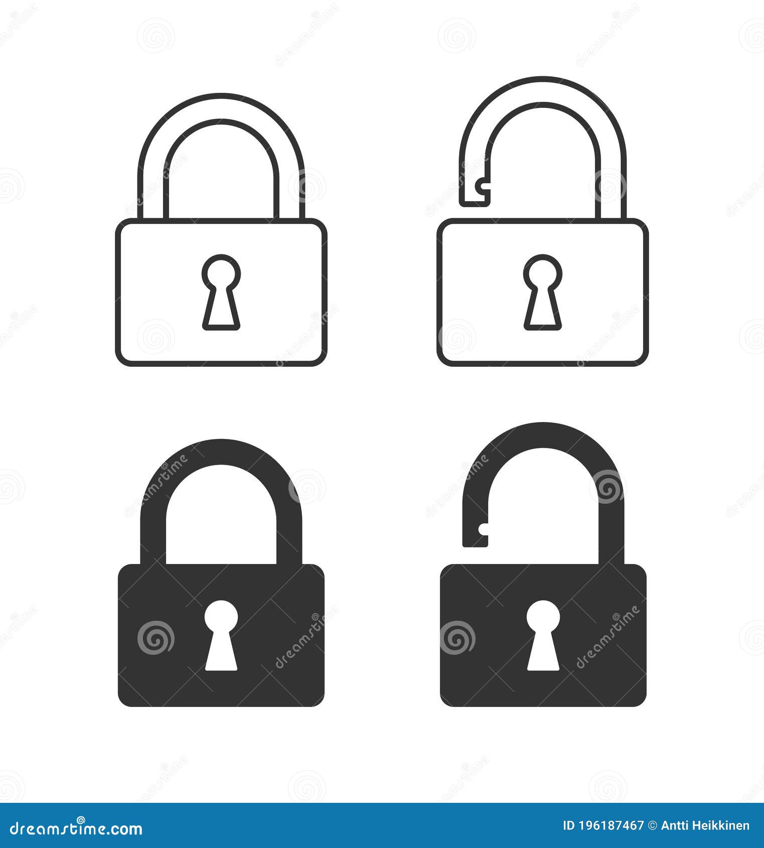 Lock and Unlock Vector Icon. Padlock Open and Closed Sign. Log in and ...