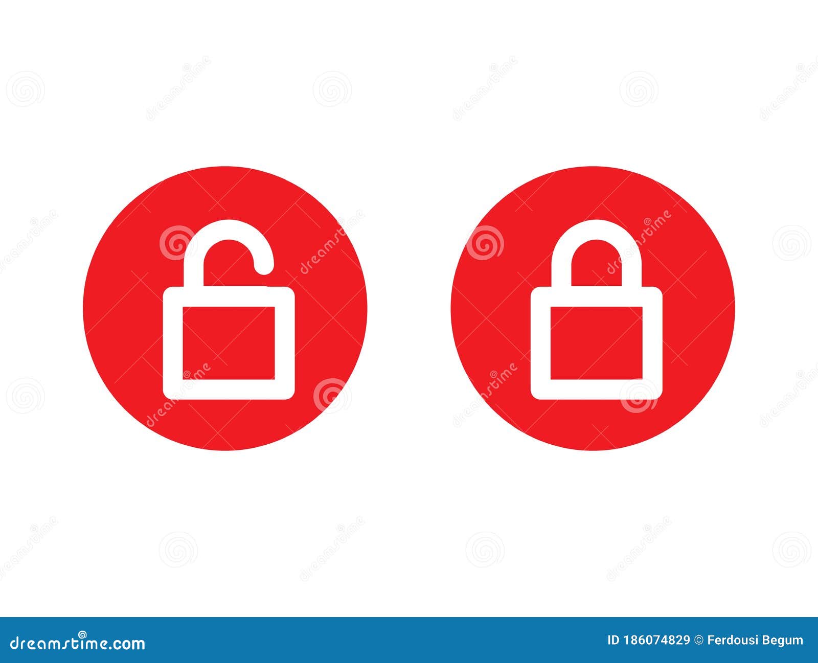 Lock, Unlock Icon in Red Circle - Isolated White Background Stock ...