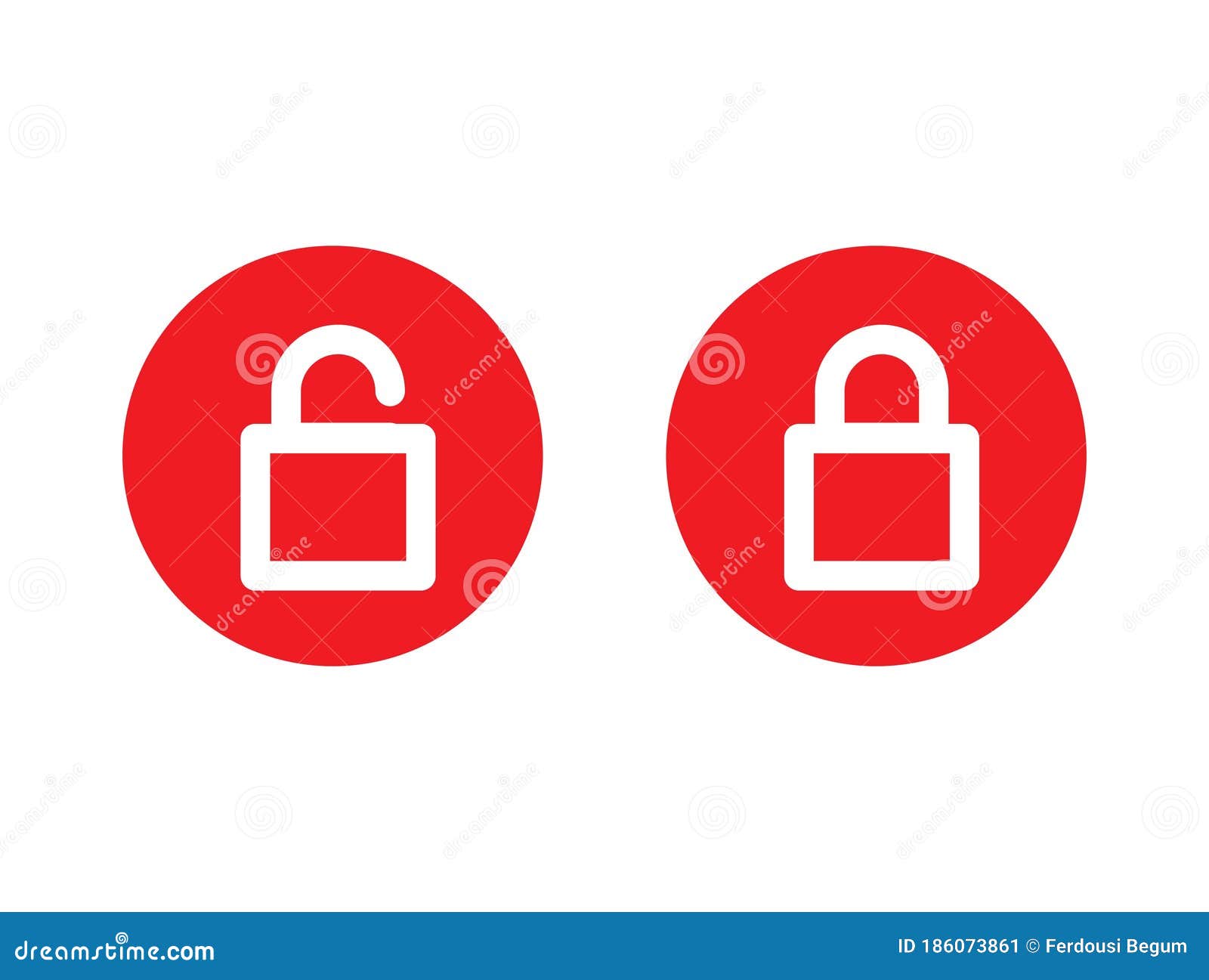 Lock, Unlock Icon in Red Circle - Isolated White Background Stock ...