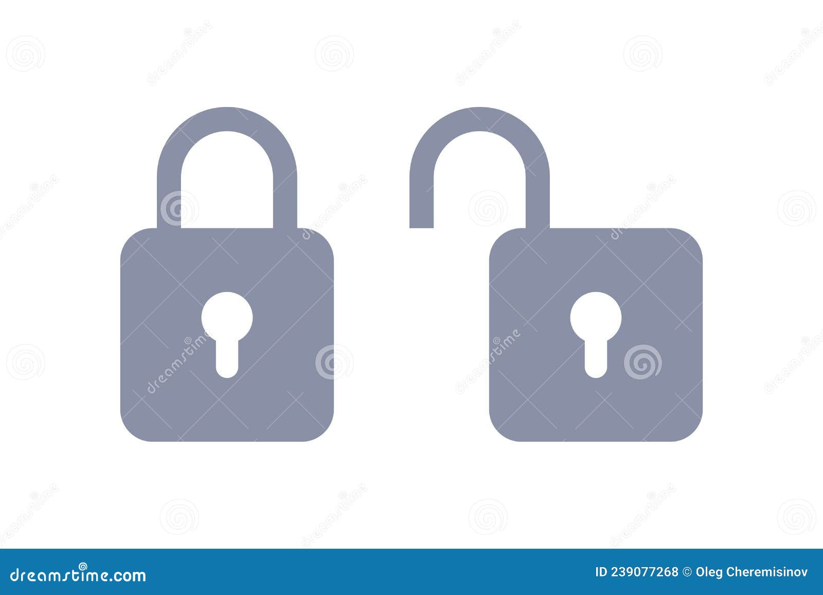 Lock and Unlock Icons, Open and Closed Gray Padlock Security Symbol ...
