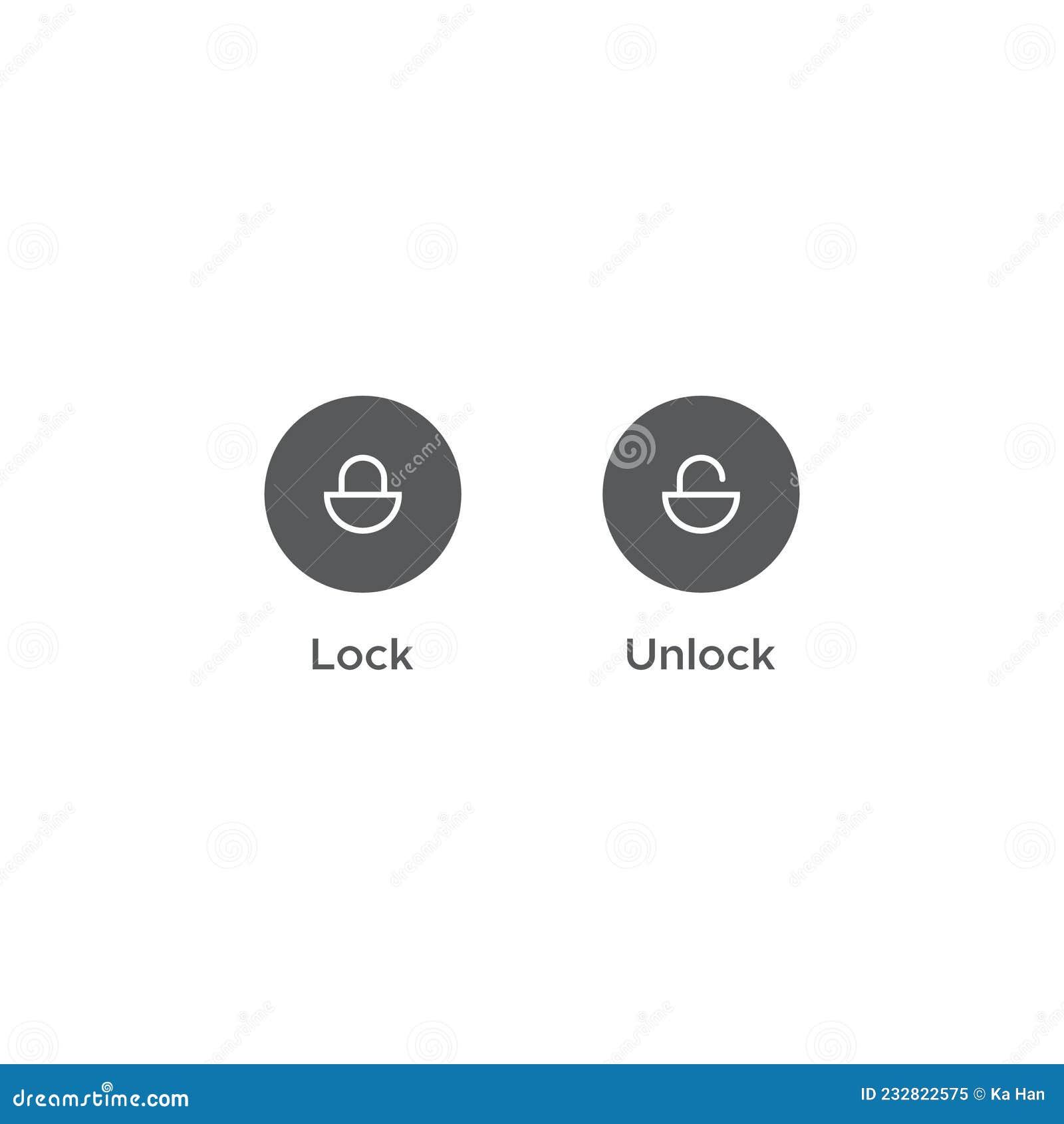 Lock and Unlock Padlock Button Icon Vector in Flat Style Stock Vector ...
