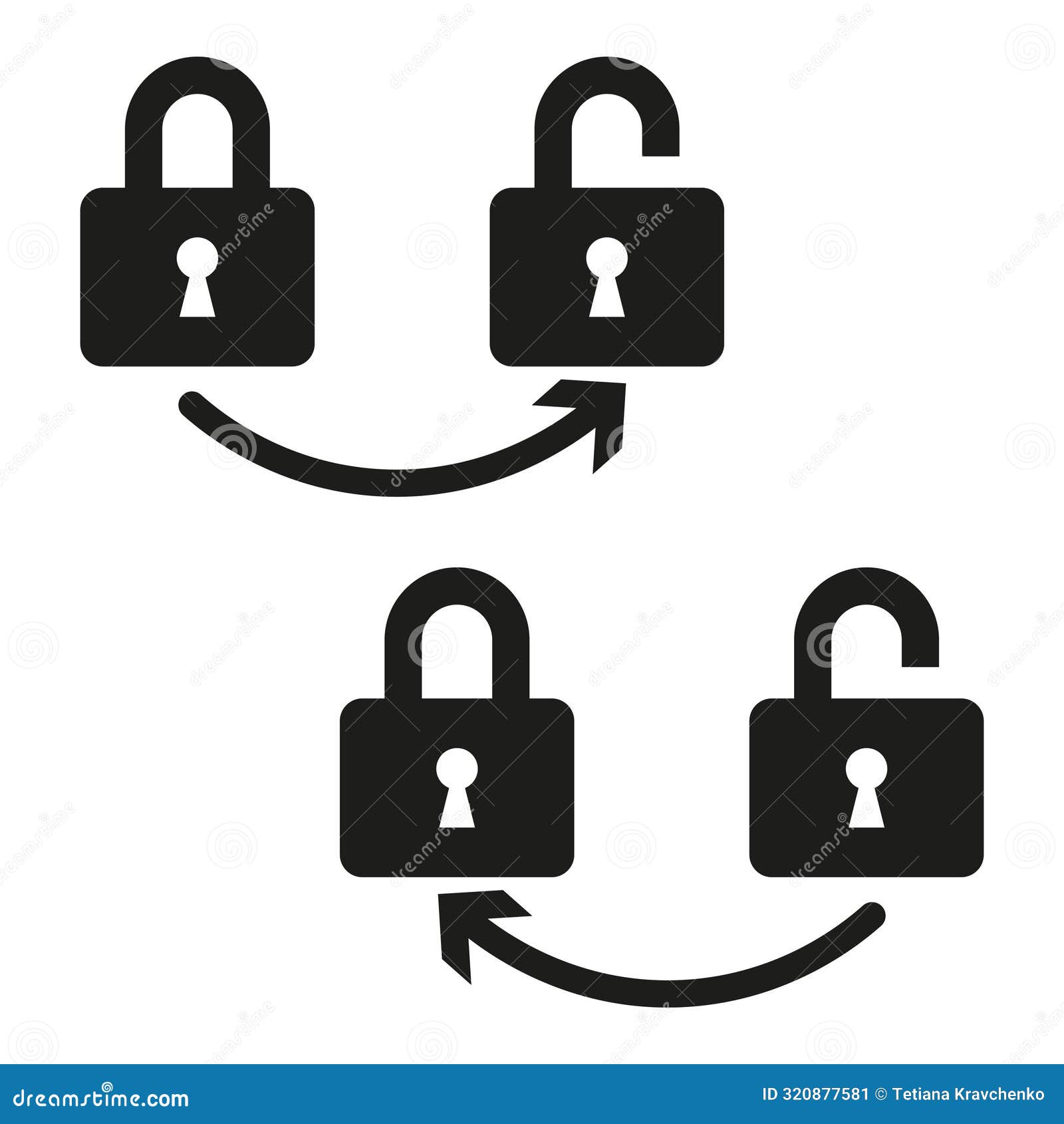 Lock and Unlock. Security Icons. Arrow Exchange. Vector Symbols Stock ...