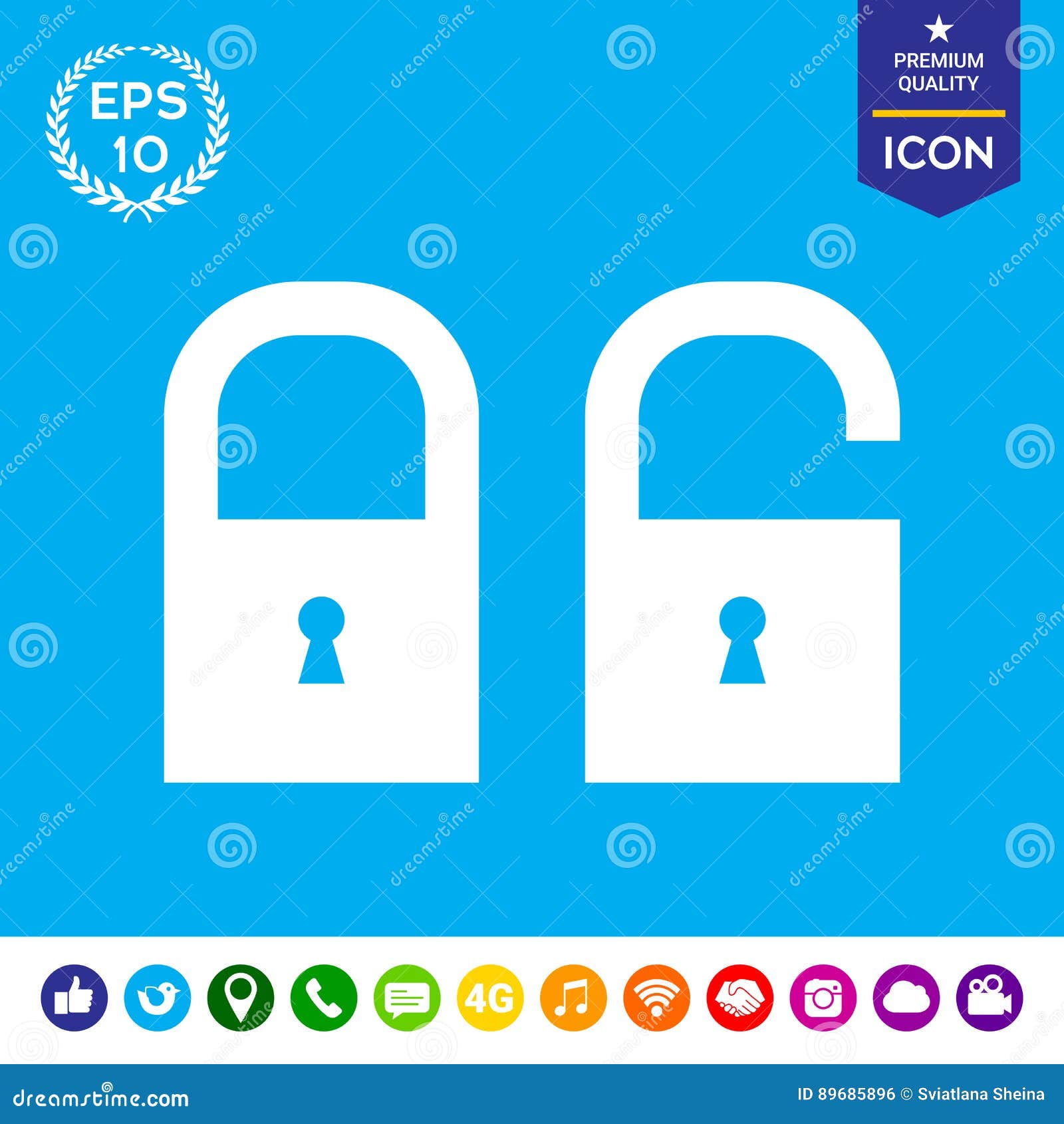 Lock, unlock - set icon stock illustration. Illustration of drawing ...