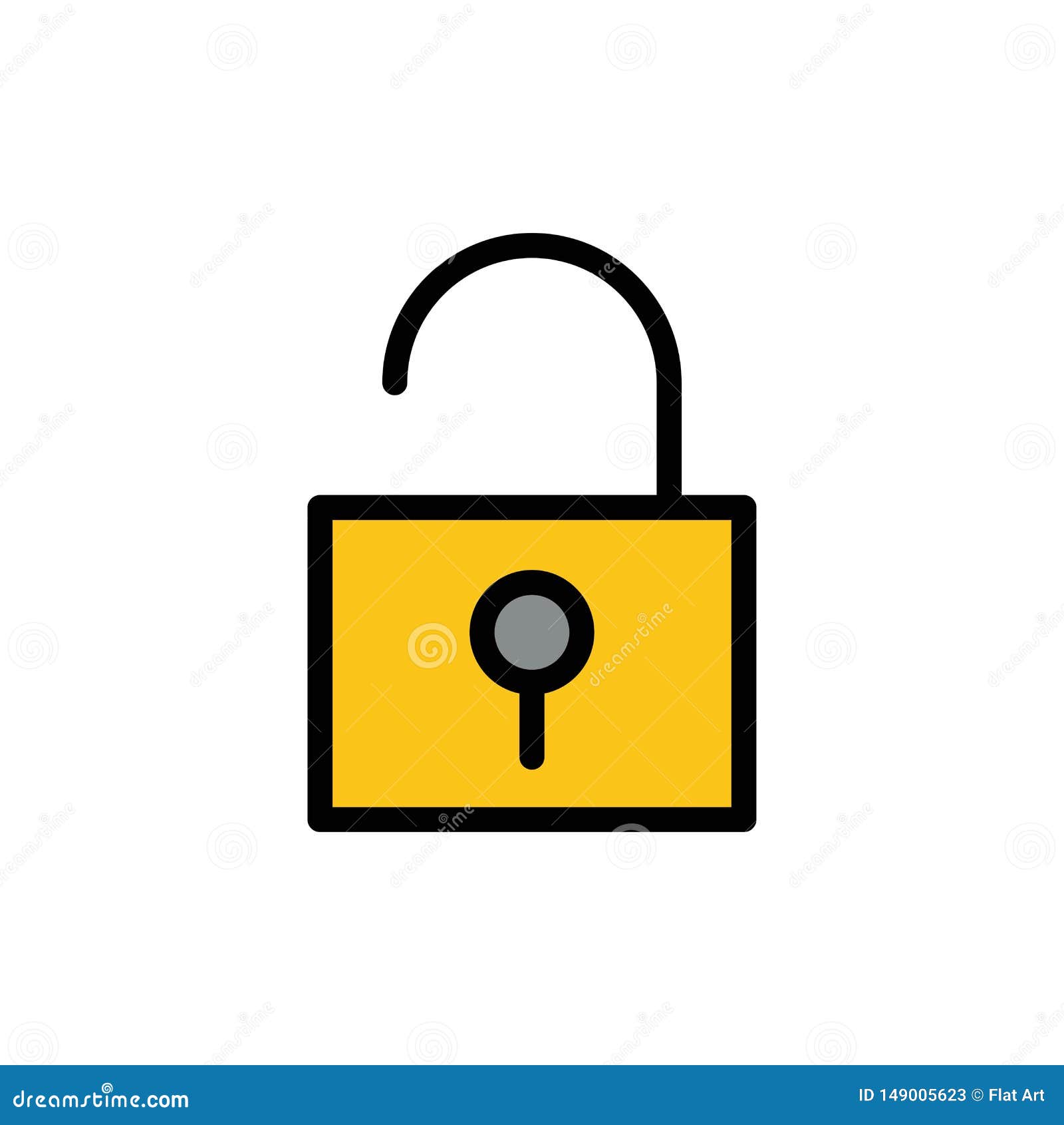 Lock, Unlocked, User Interface Flat Color Icon. Vector Icon Banner ...