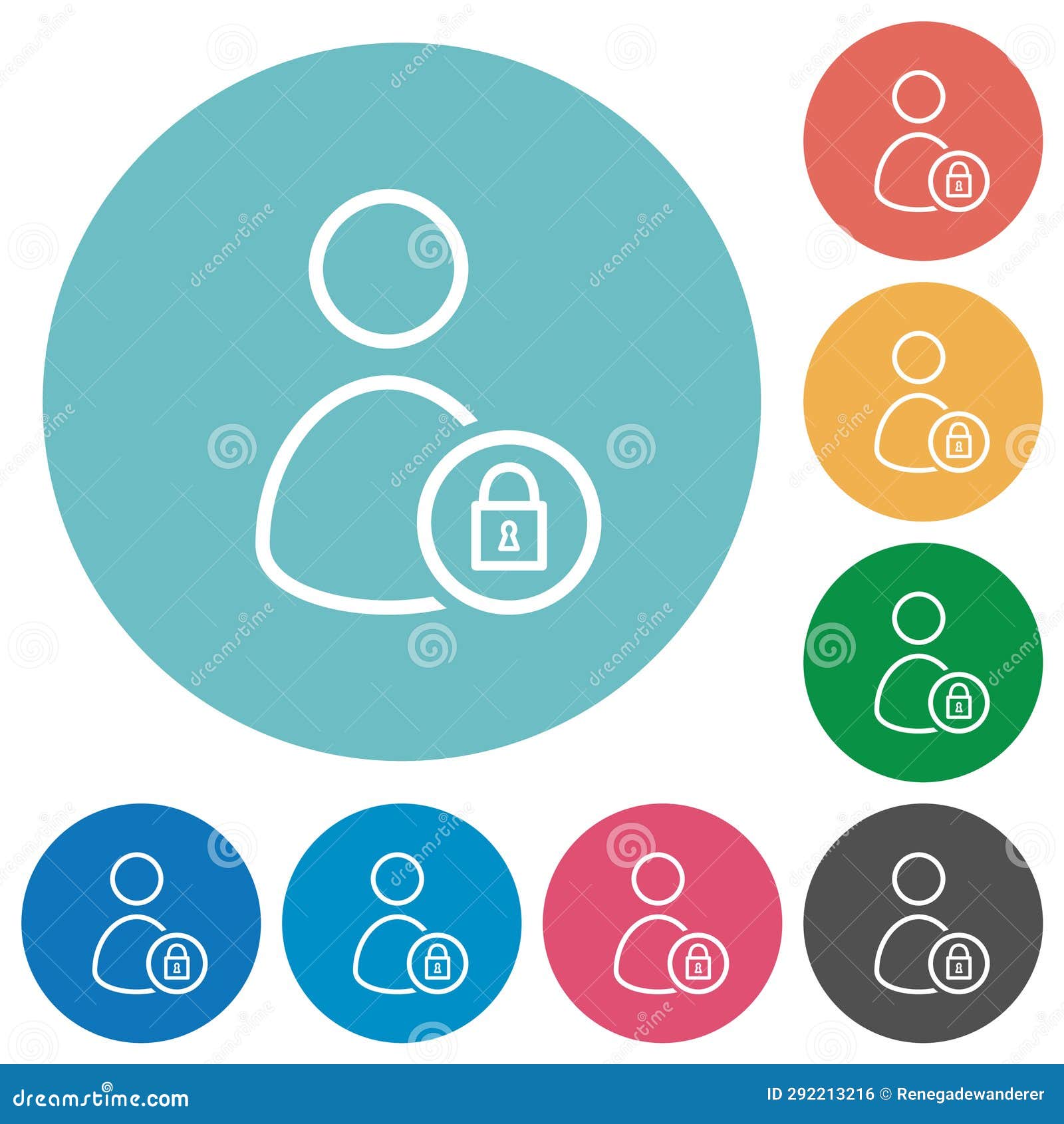 Lock User Outline Flat Round Icons Stock Illustration - Illustration of ...