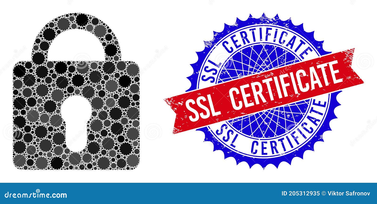 Vector Bicolor SSL Certificate Grunge Seal and Lock Composition of ...