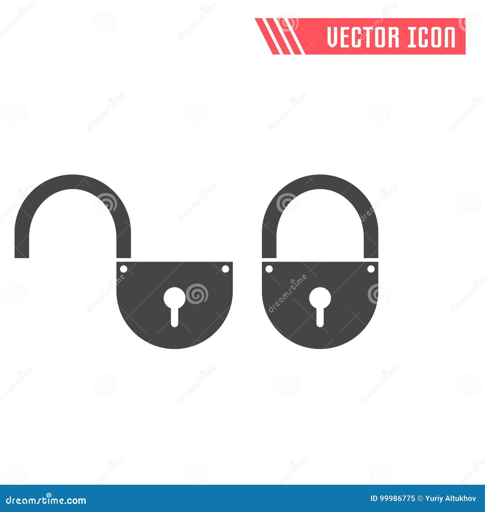 Lock vector flat icon. stock vector. Illustration of design - 99986775