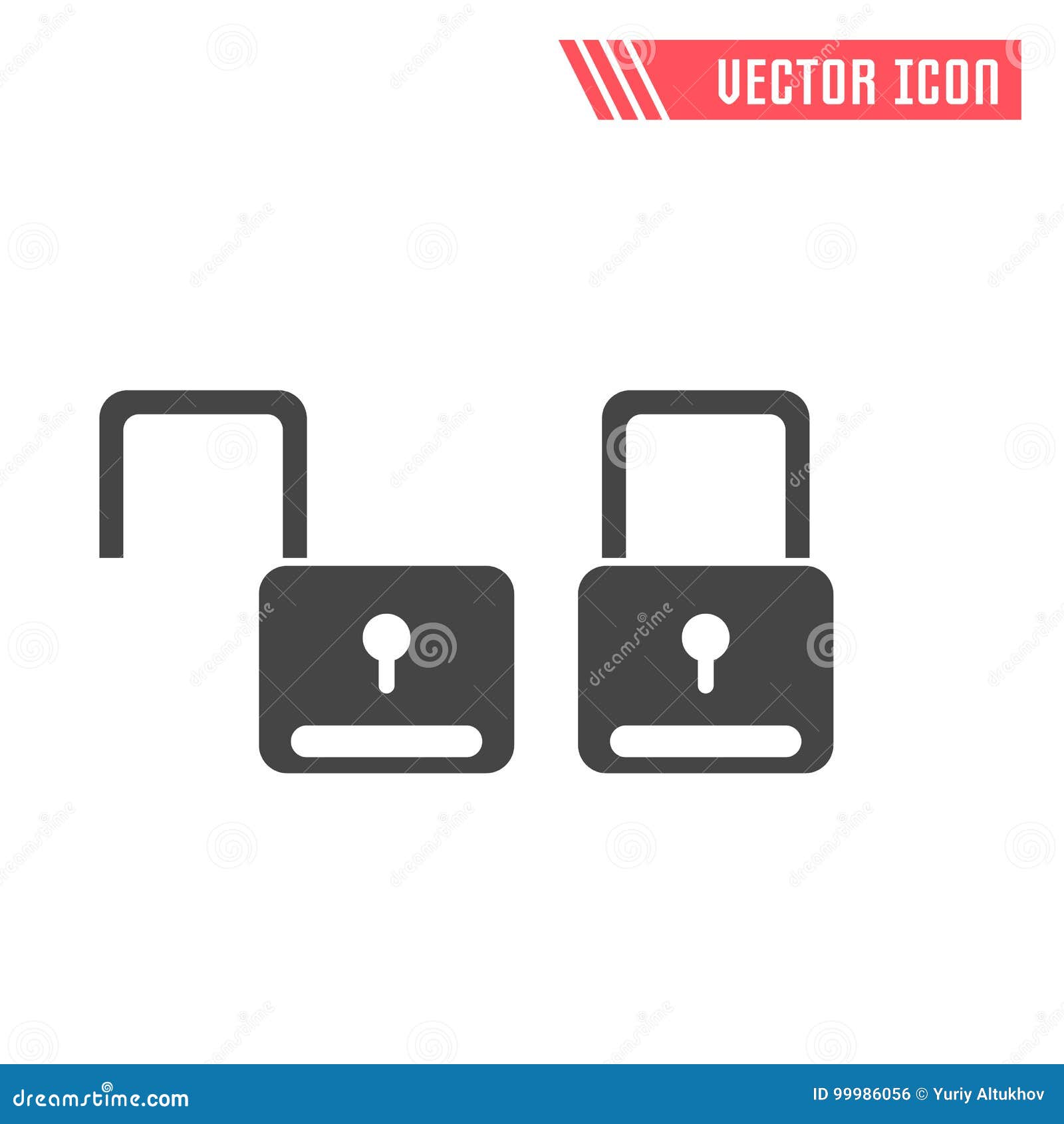Lock vector flat icon. stock vector. Illustration of closed - 99986056