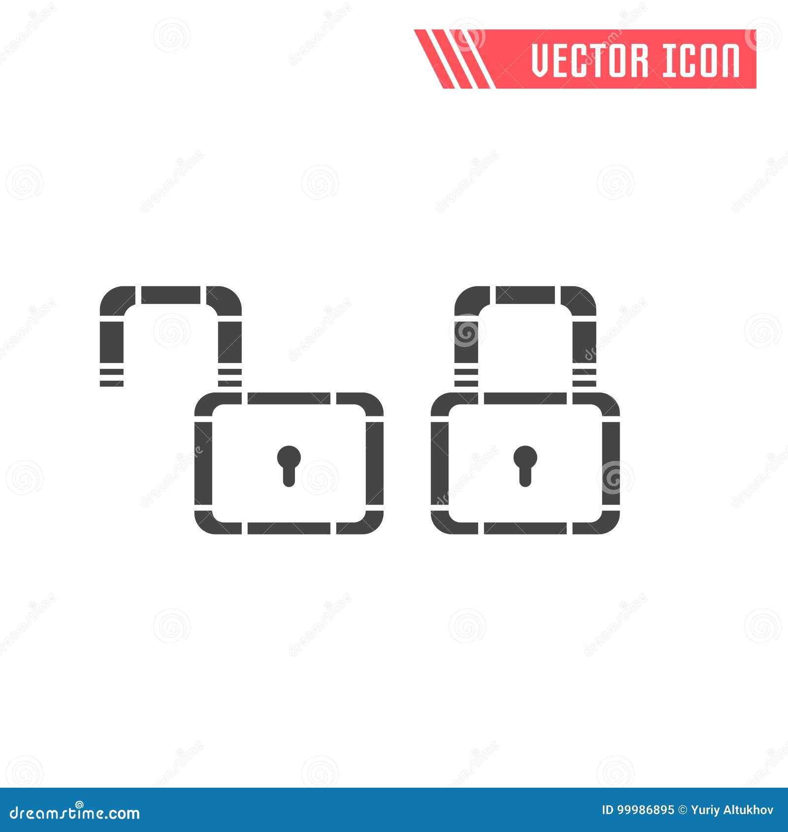 Lock vector flat icon. stock vector. Illustration of padlock - 99986895