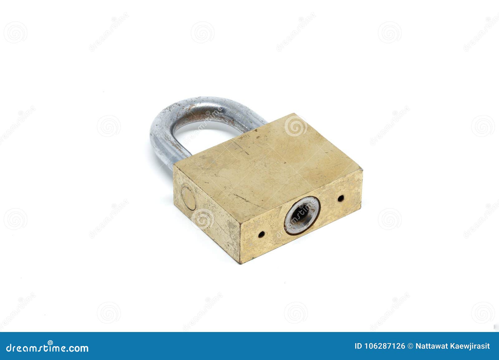 Lock White Background Closeup Detail Stock Photo - Image of golden ...