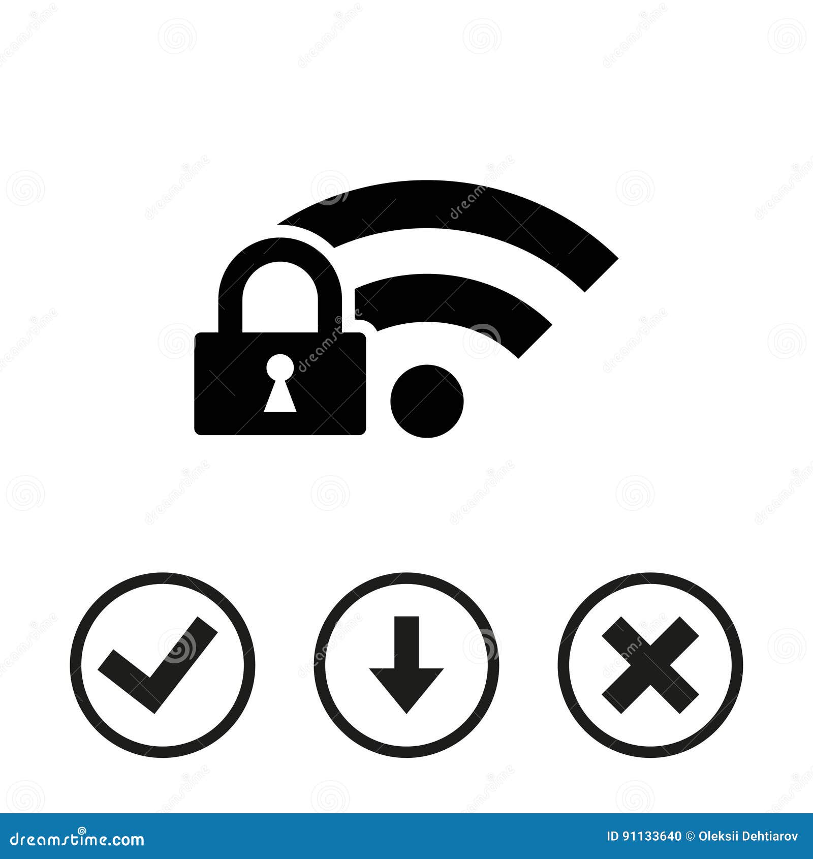 Lock Wifi Icon Stock Vector Illustration Flat Design Stock Vector ...
