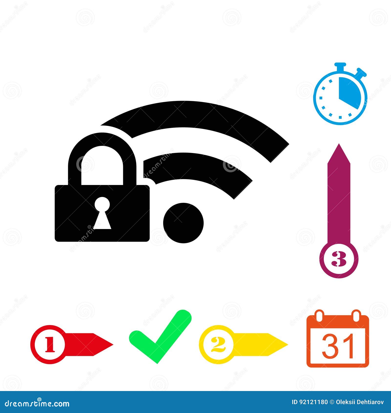 Lock Wifi Icon Stock Vector Illustration Flat Design Stock Vector ...
