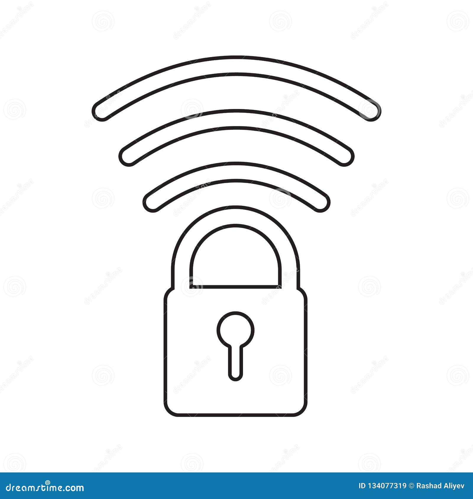 Lock on Wireless Communication Icon. Element of Cyber Security for ...