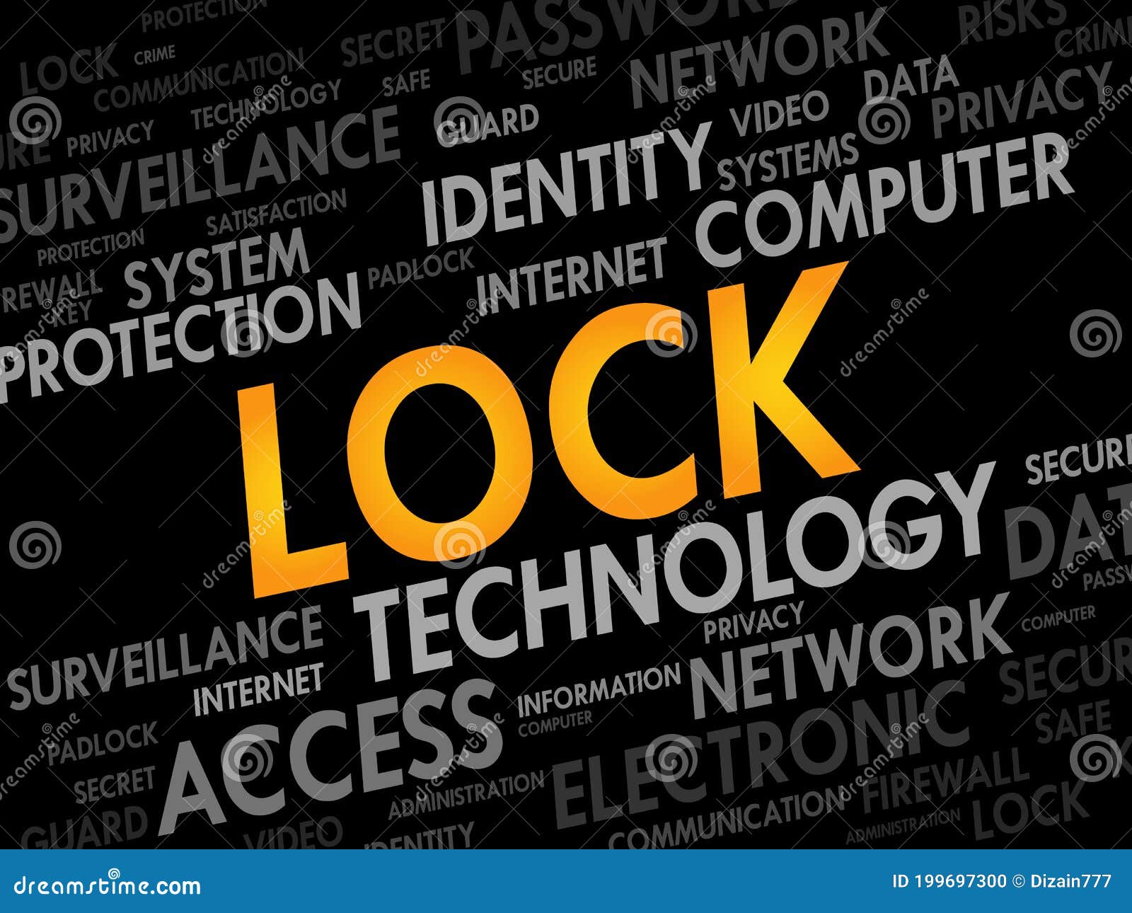 LOCK word cloud stock illustration. Illustration of access - 199697300