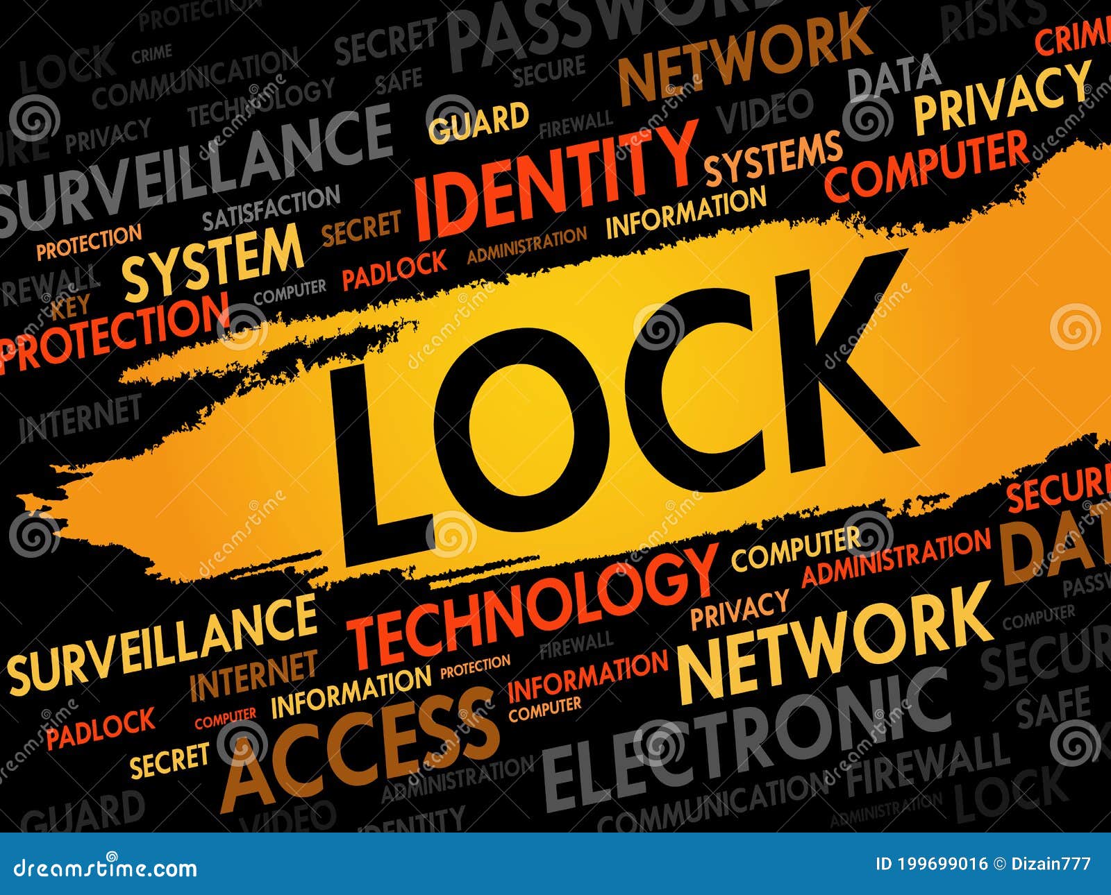 LOCK word cloud stock illustration. Illustration of safe - 199699016