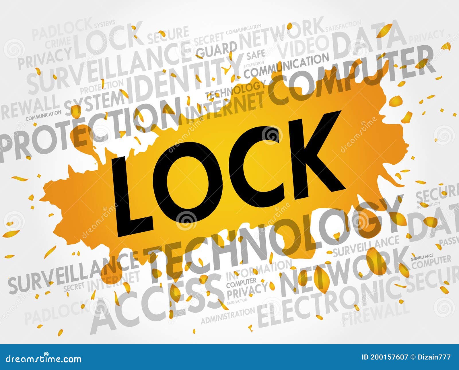 LOCK word cloud stock illustration. Illustration of collage - 200157607