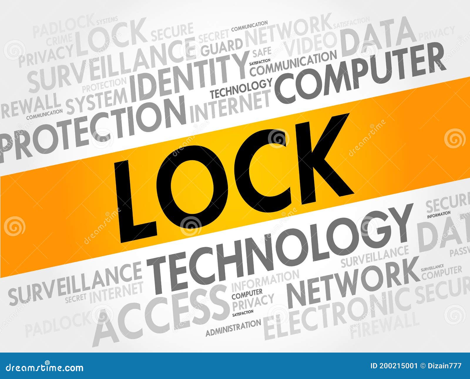 LOCK word cloud stock illustration. Illustration of mail - 200215001