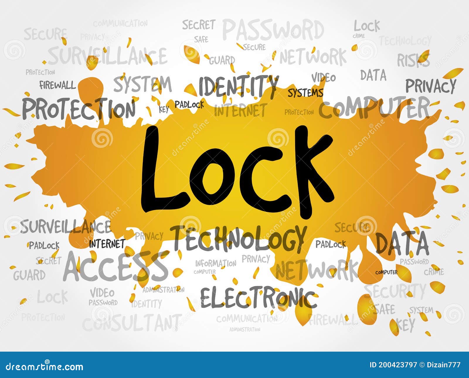 LOCK word cloud stock illustration. Illustration of background - 200423797