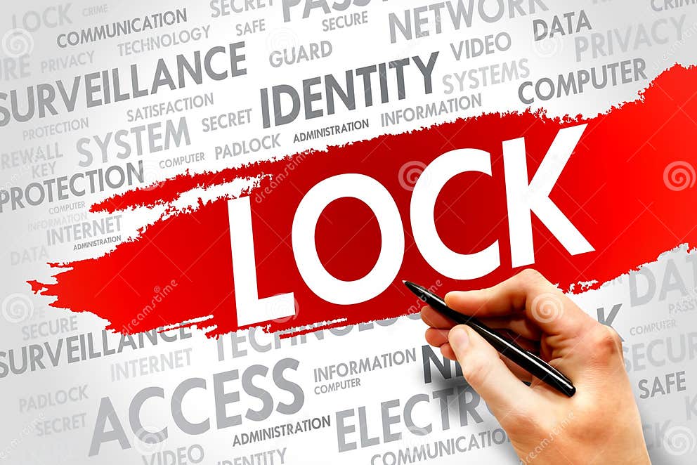 LOCK word cloud stock image. Image of protection, code - 57283485