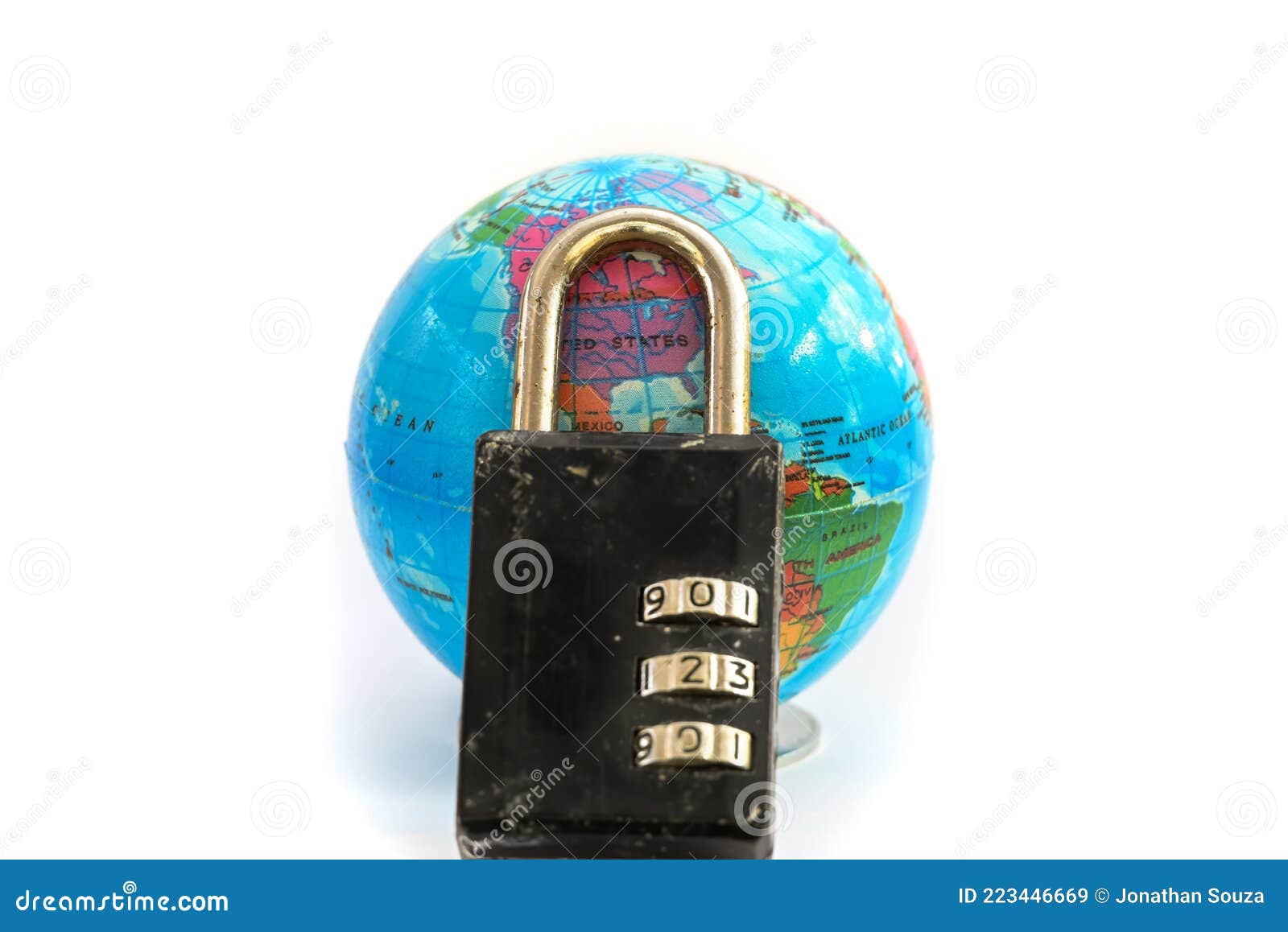 Lock and world stock image. Image of device, fastening - 223446669