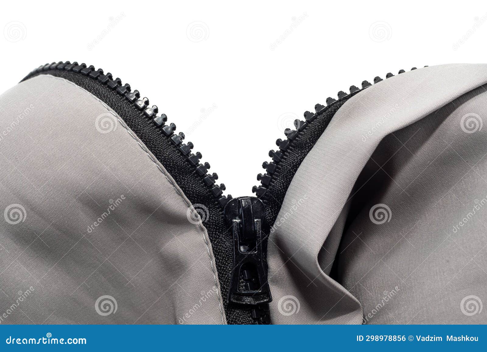 Lock with Zipper on Clothes on a White Background. Black Padlock ...