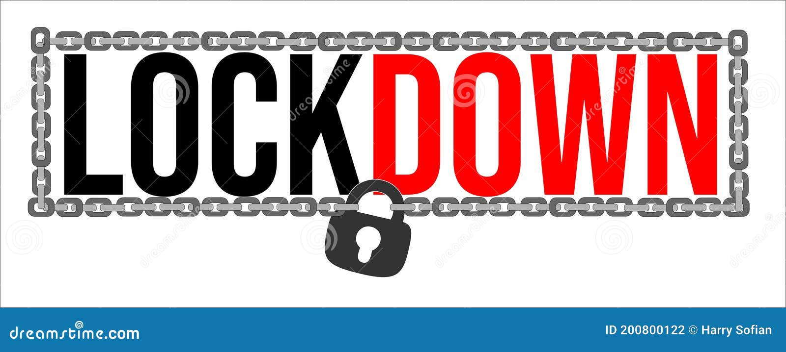 Lockdown with Chain Around and Lock Concept Protection and Stay at Home ...