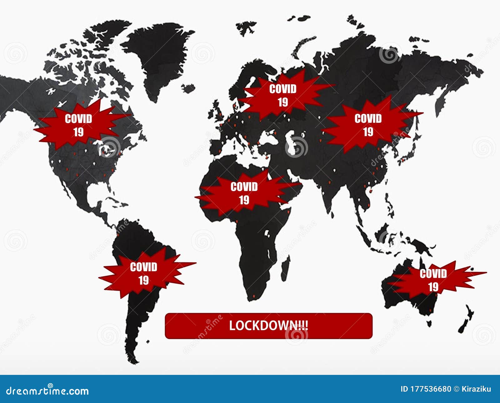 LOCKDOWN Words with Black World Map Stock Illustration - Illustration ...