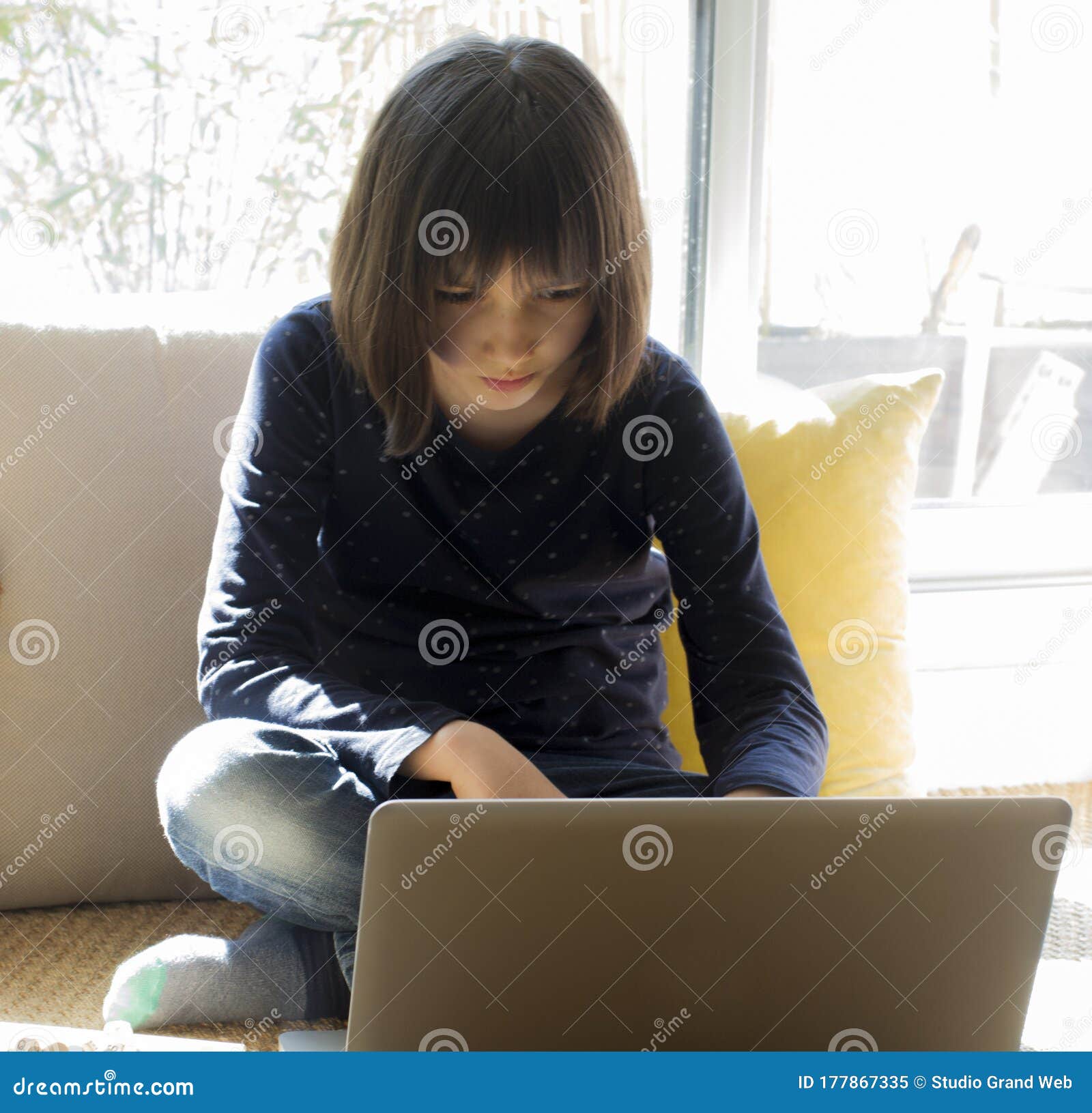 Lockdown Education - Child Hypnotized by Computer Screen for Homeschool ...