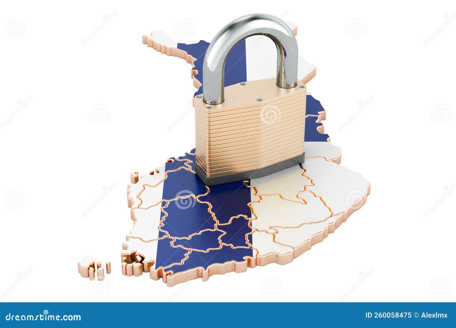 Lockdown in Finland. Padlock with Map, Border Protection Concept Stock ...