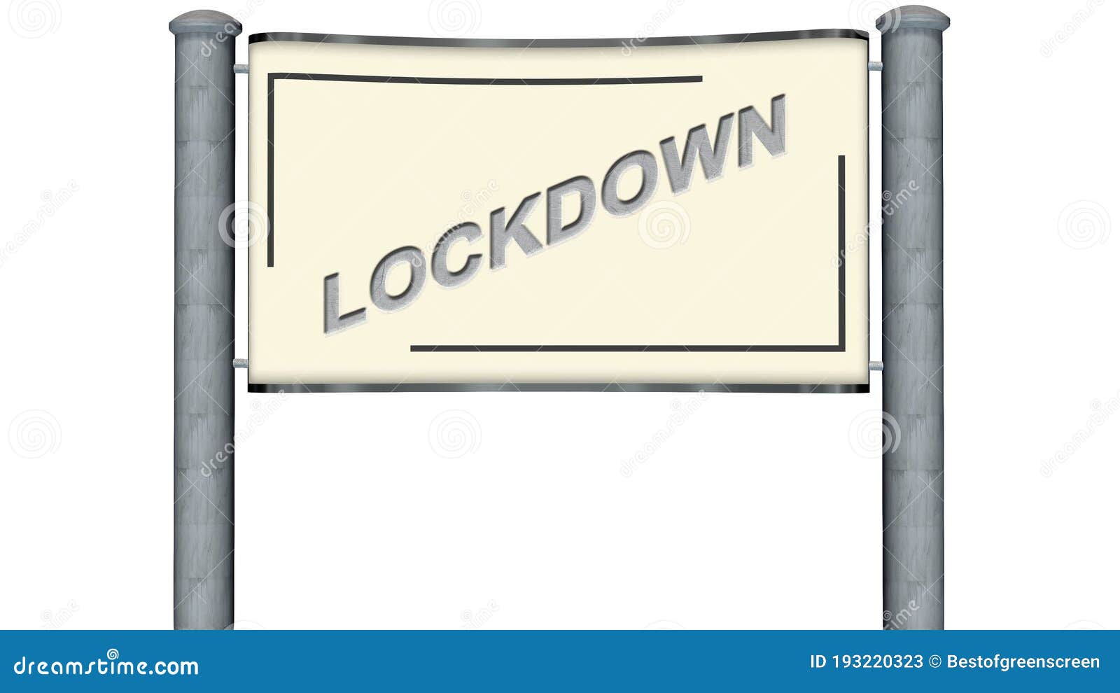 LOCKDOWN Lettering on Blank Billboard - Isolated on White Background ...
