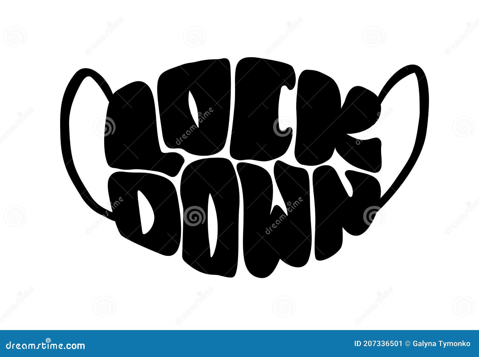 Lockdown Lettering Vector Text Coronavirus in Form of Face Mask ...