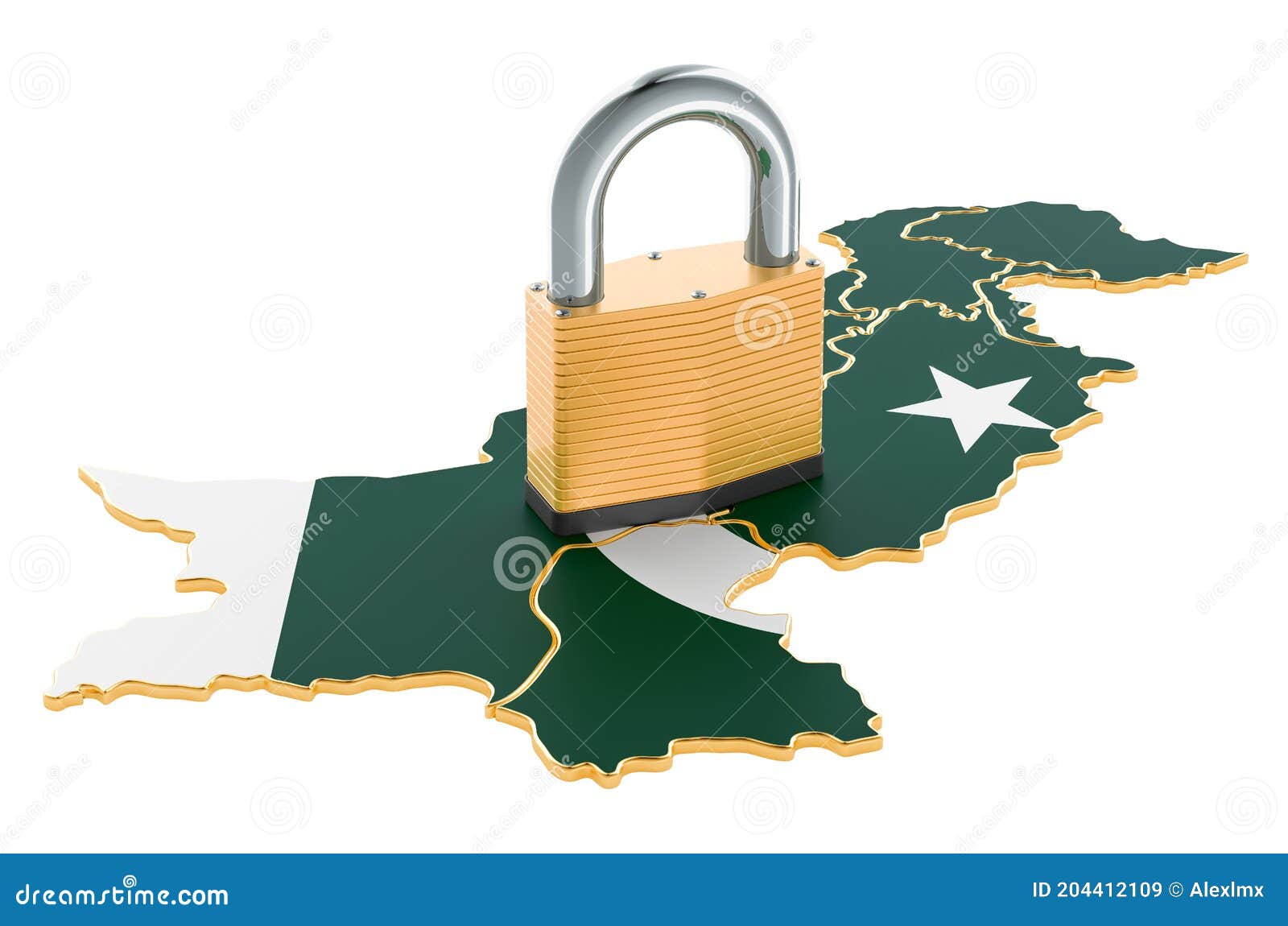 Lockdown in Pakistan. Padlock with Map, Border Protection Concept Stock ...