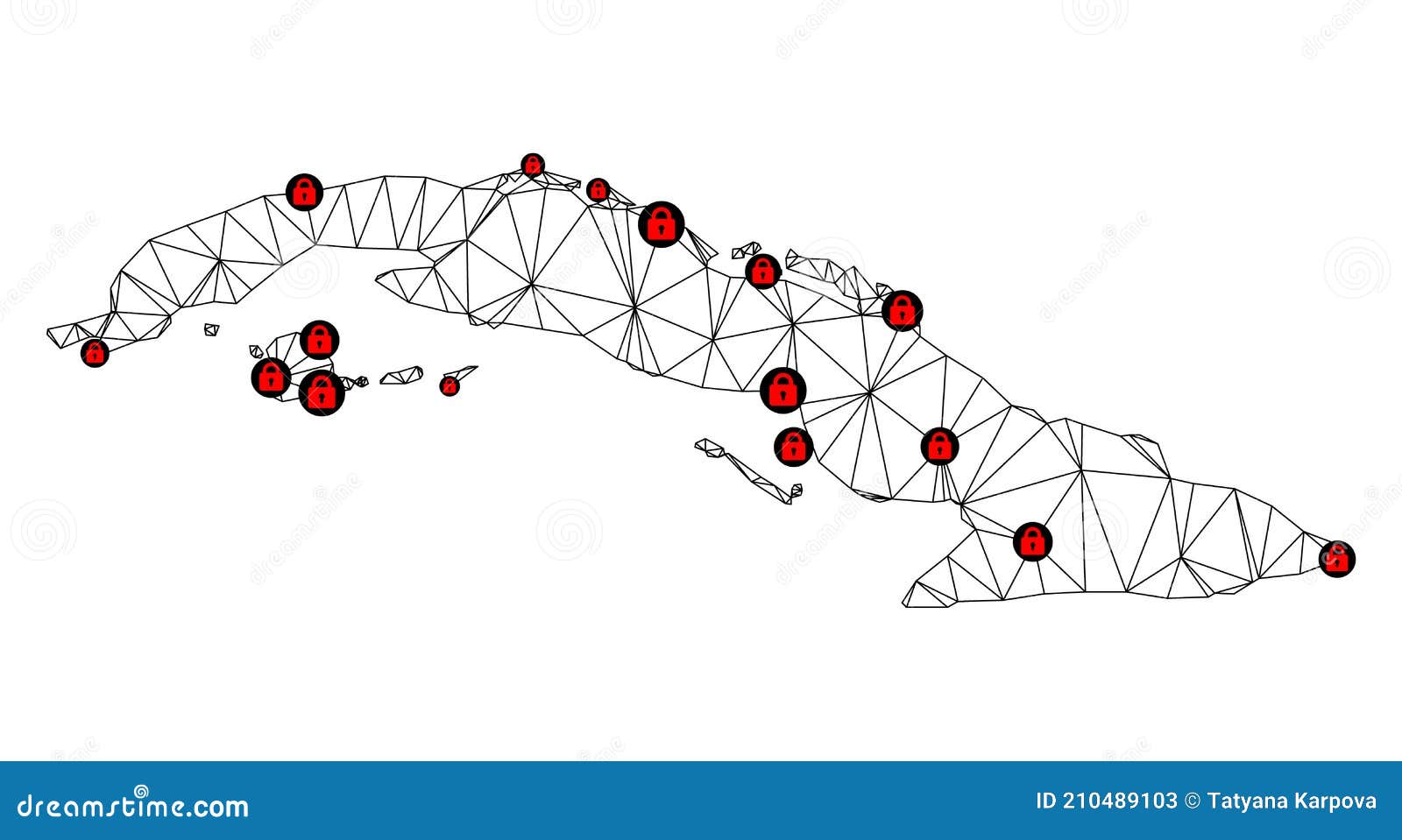 Lockdown Polygonal 2D Mesh Vector Map of Cuba Stock Vector ...