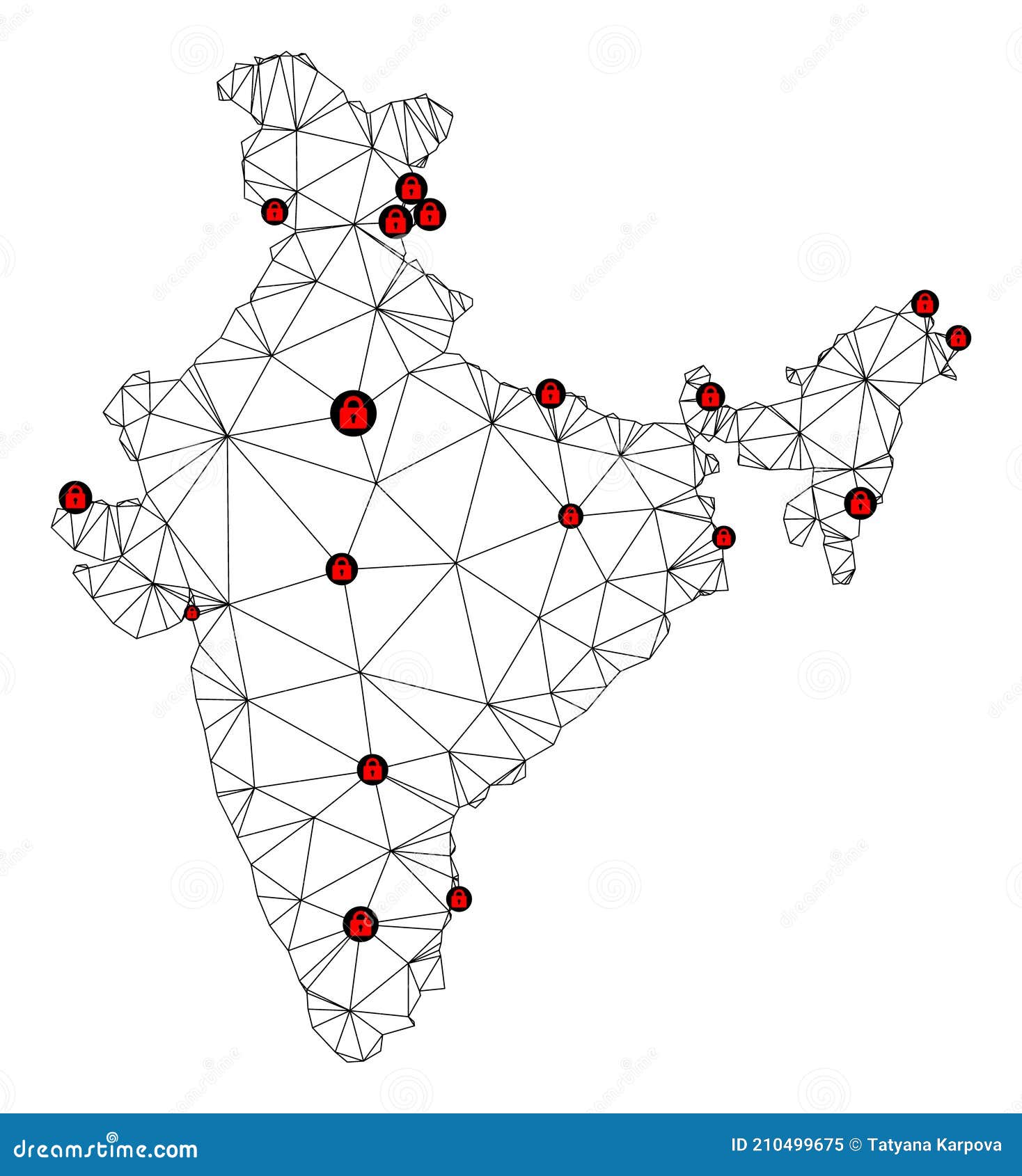 Lockdown In India - Vector Design Concept With Map Of India, Cordon ...