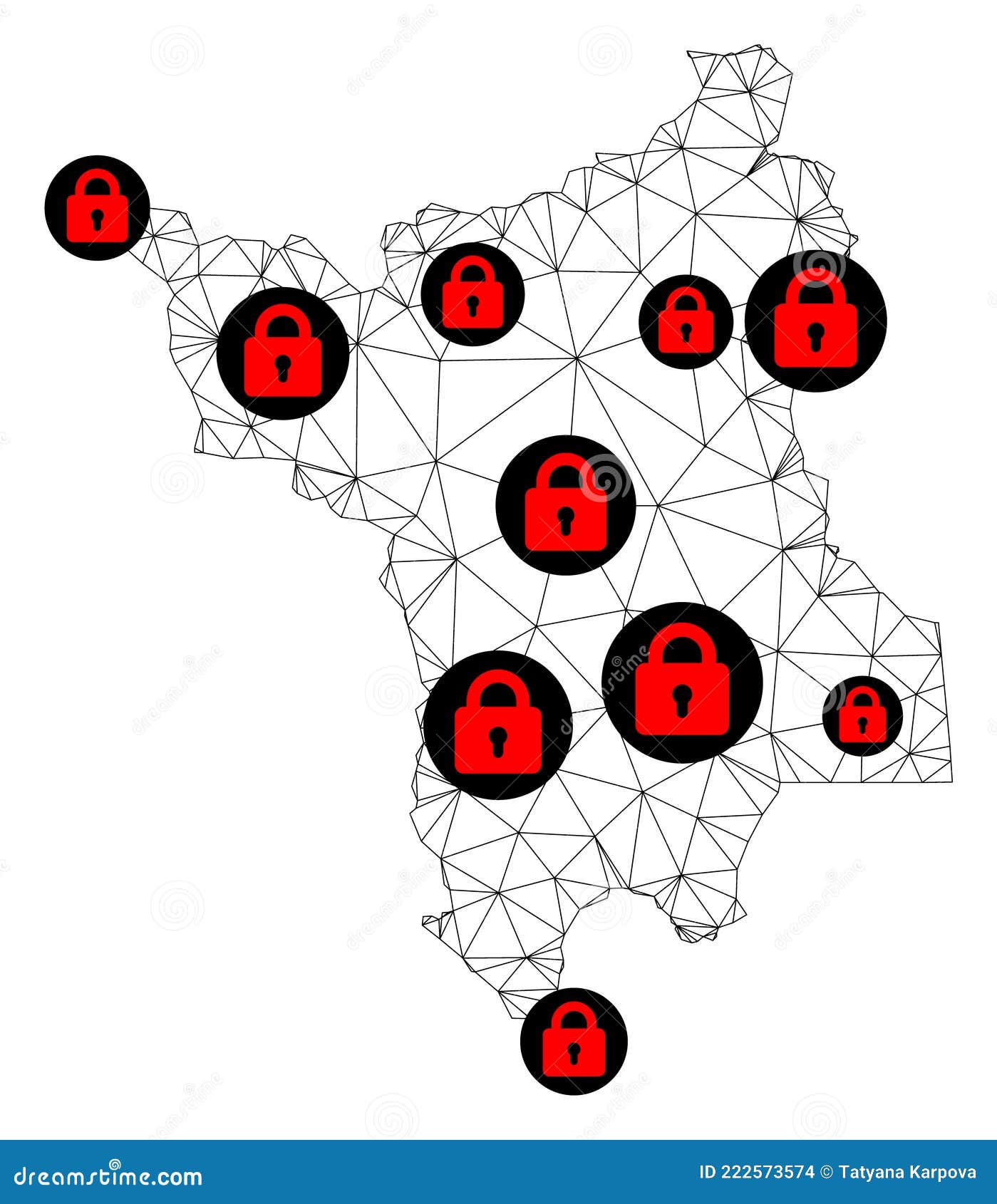 Lockdown Polygonal 2D Mesh Vector Map of Roraima State Stock Vector ...