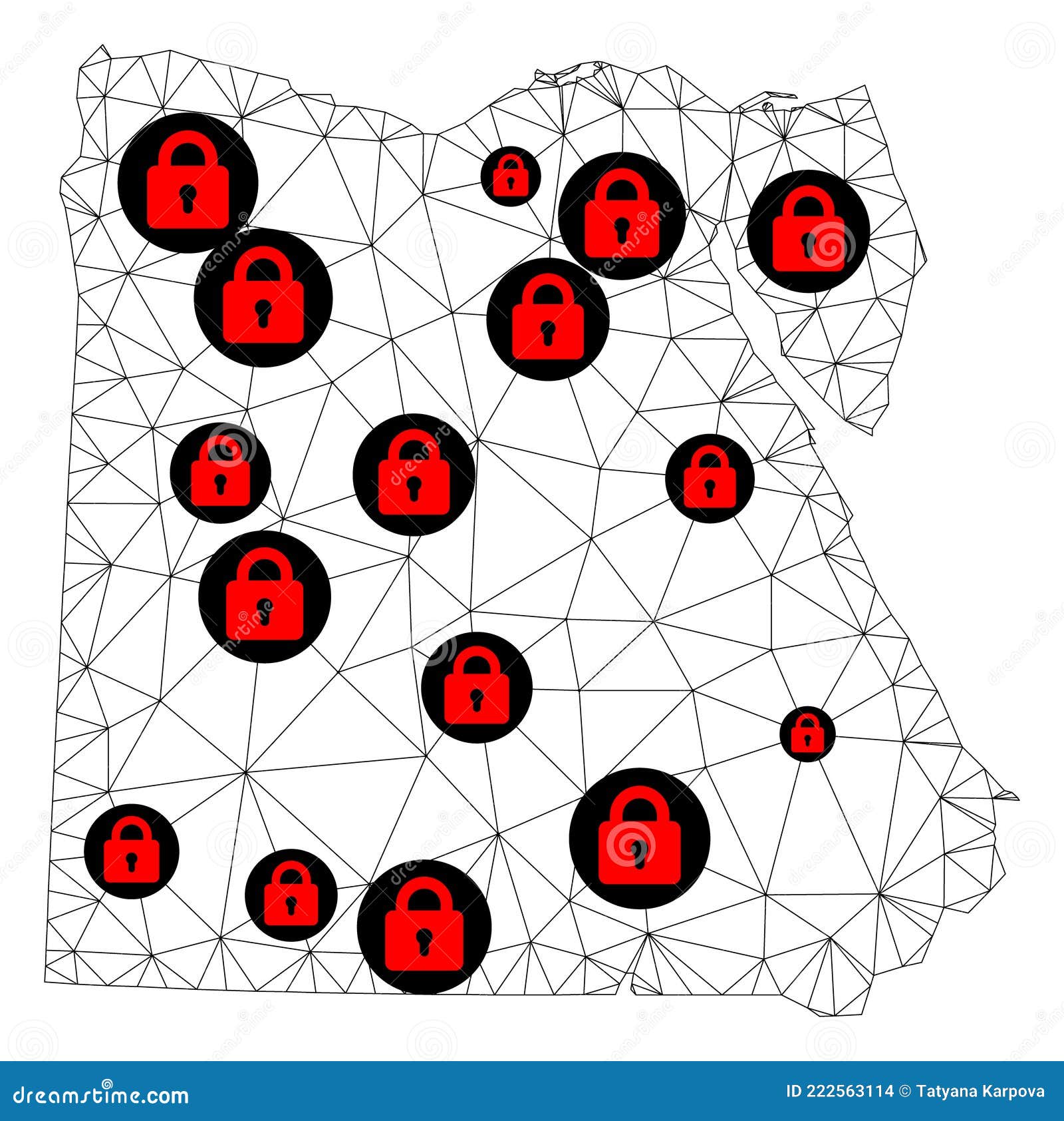 Lockdown Polygonal Network Mesh Vector Map of Egypt Stock Vector ...
