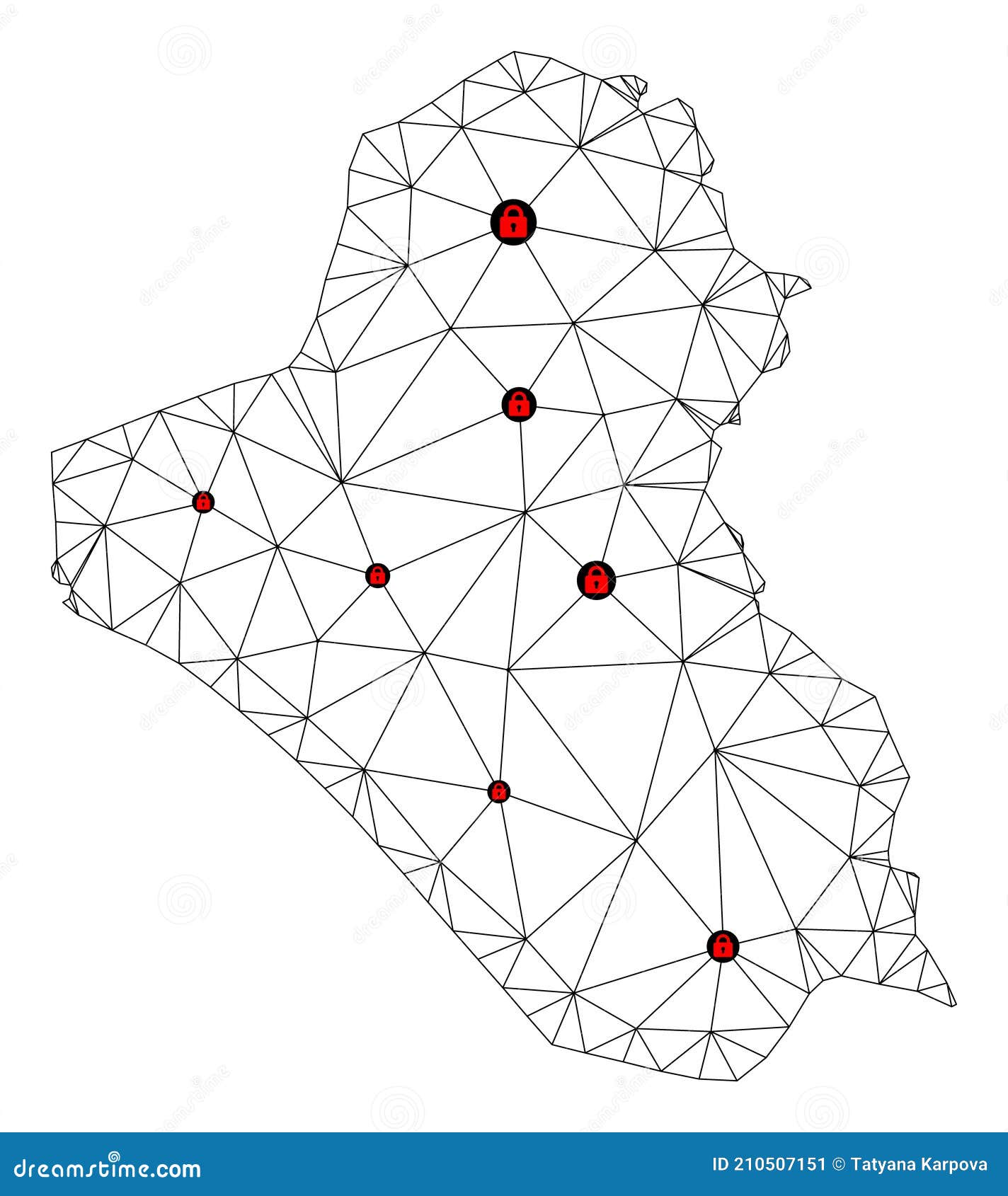 Lockdown Polygonal Network Mesh Vector Map of Iraq Stock Vector ...