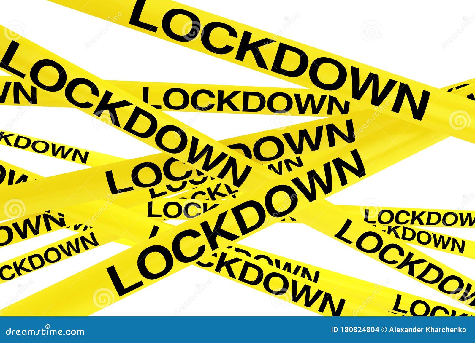 Lockdown Quarantine Zone Yellow Tape Strips. 3d Rendering Stock ...