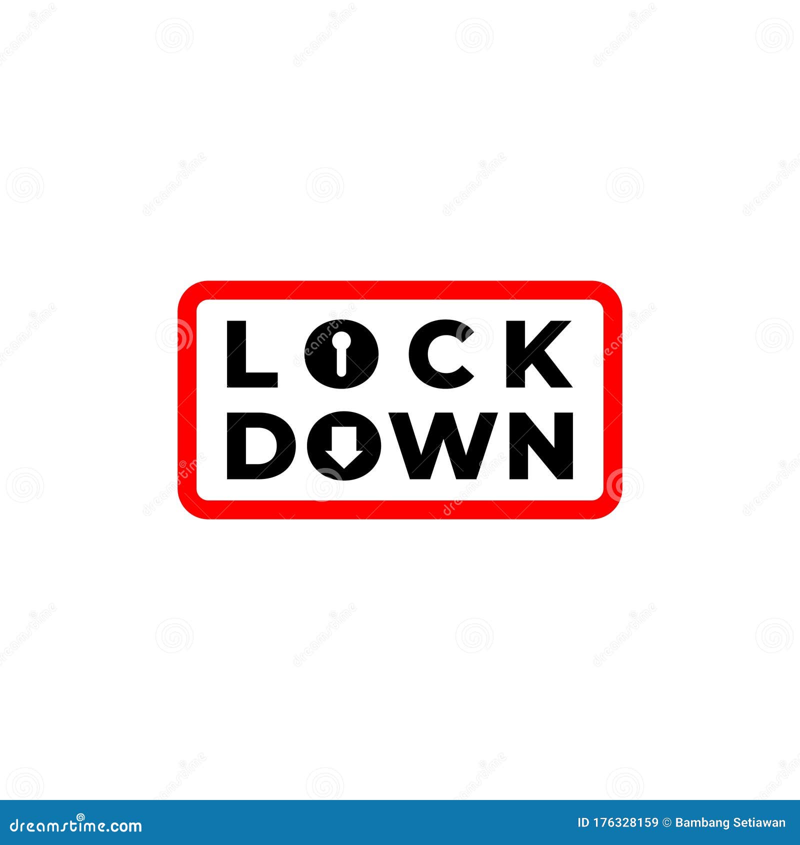 Lockdown Sign Illustration Isolated on White Background. Red Rounded ...